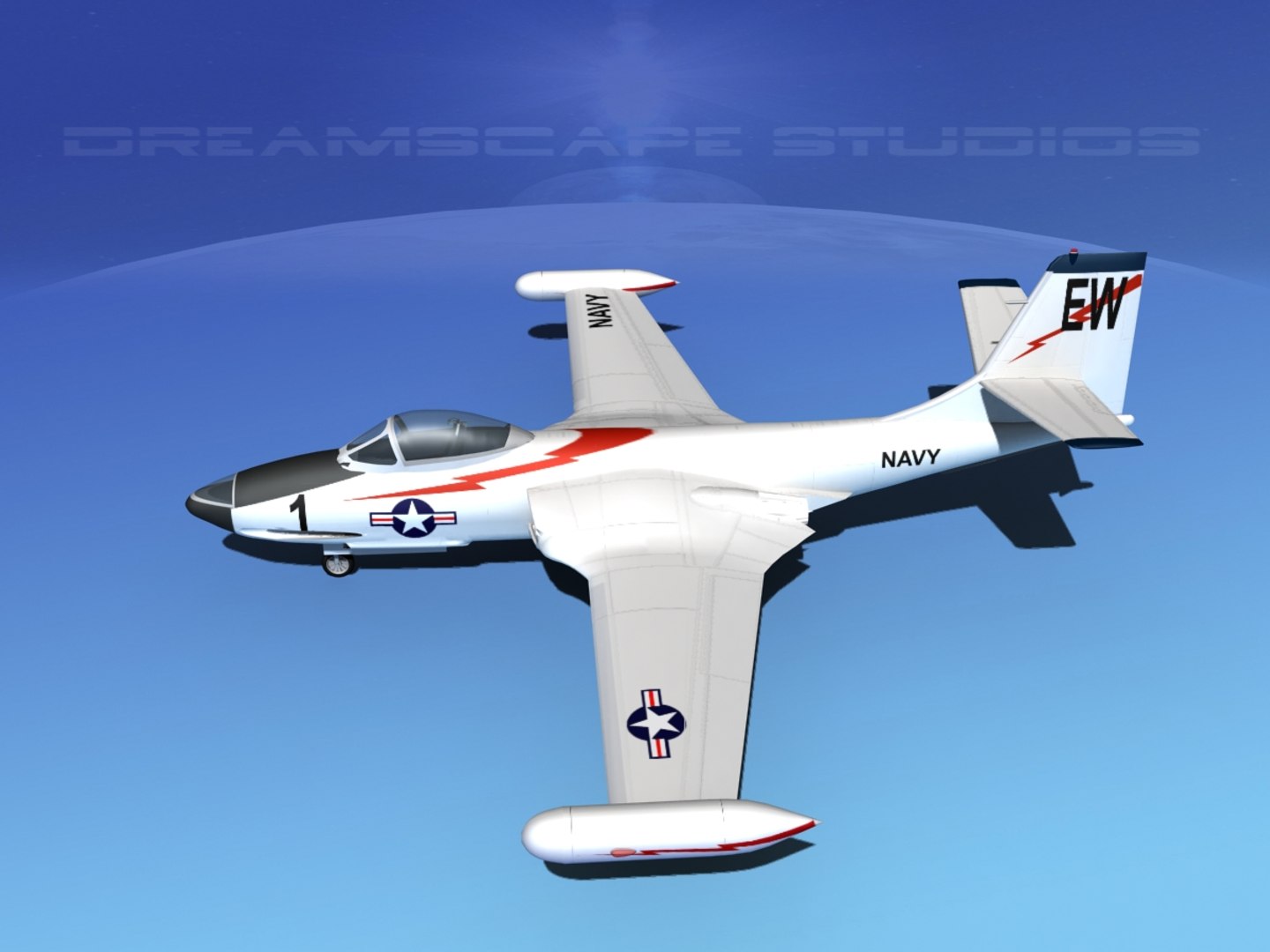 Korean F2h Banshee Jet Fighter 3d Model
