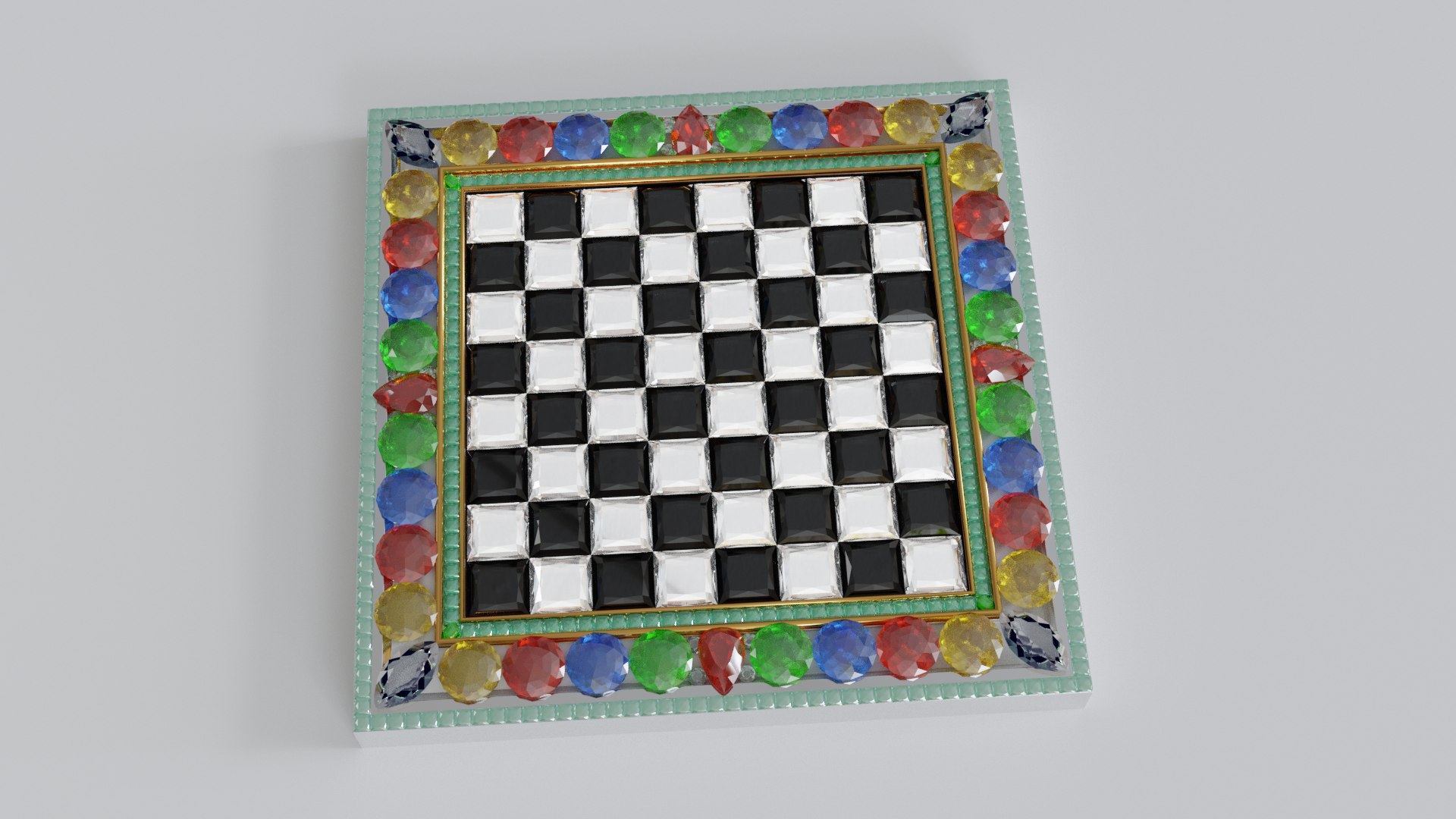 Antique Gold Chess Board Games With Gems 3D Model - TurboSquid 2389542
