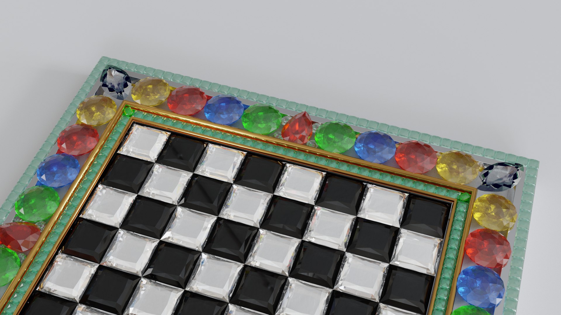 Antique Gold Chess Board Games With Gems 3D Model - TurboSquid 2389542