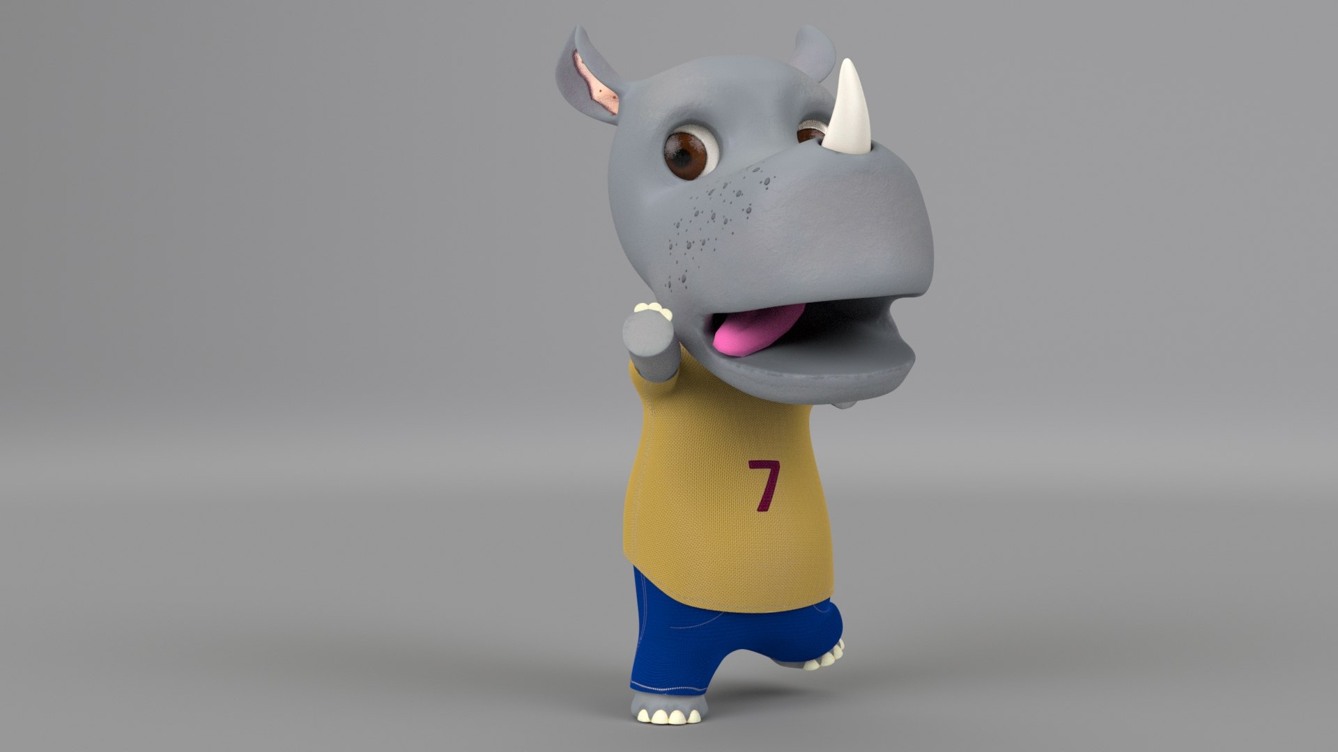 Character cartoon rhinoceros 3D model - TurboSquid 2125564