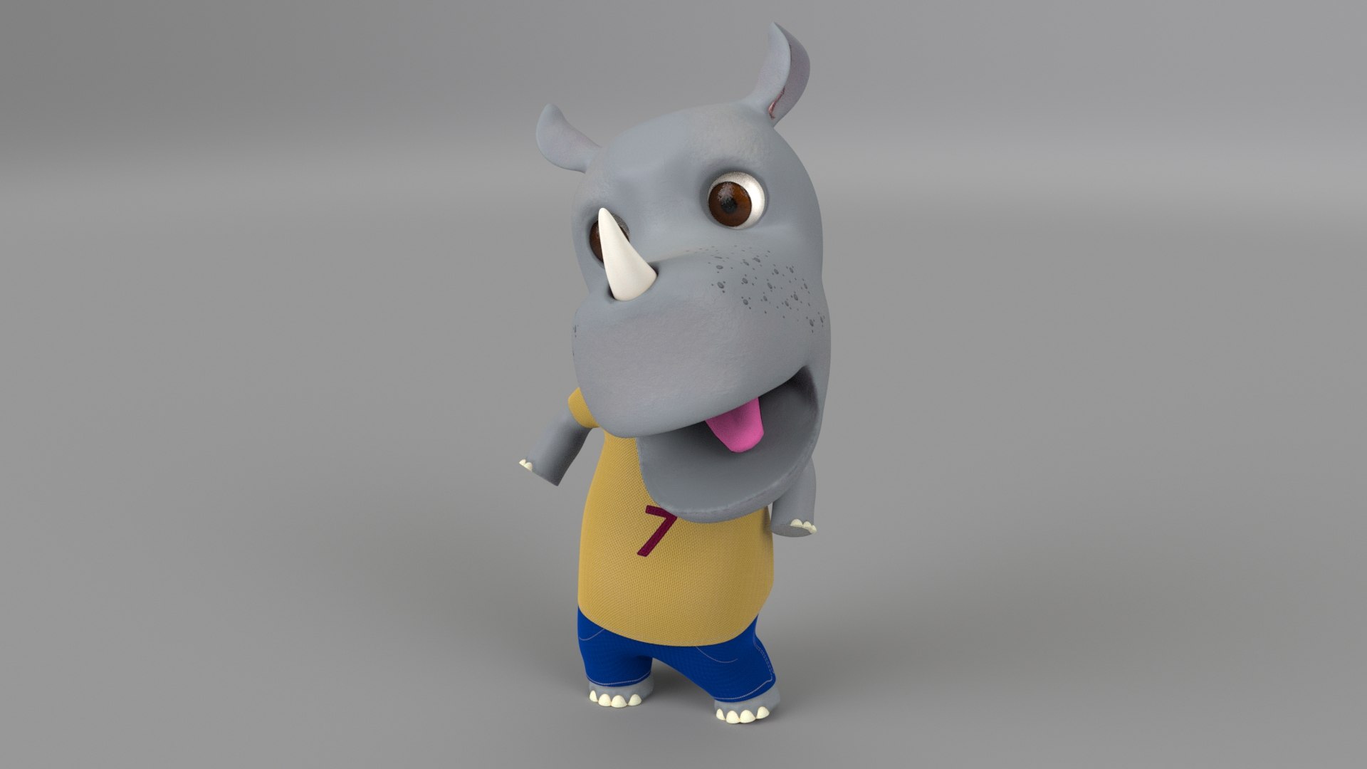 Character cartoon rhinoceros 3D model - TurboSquid 2125564