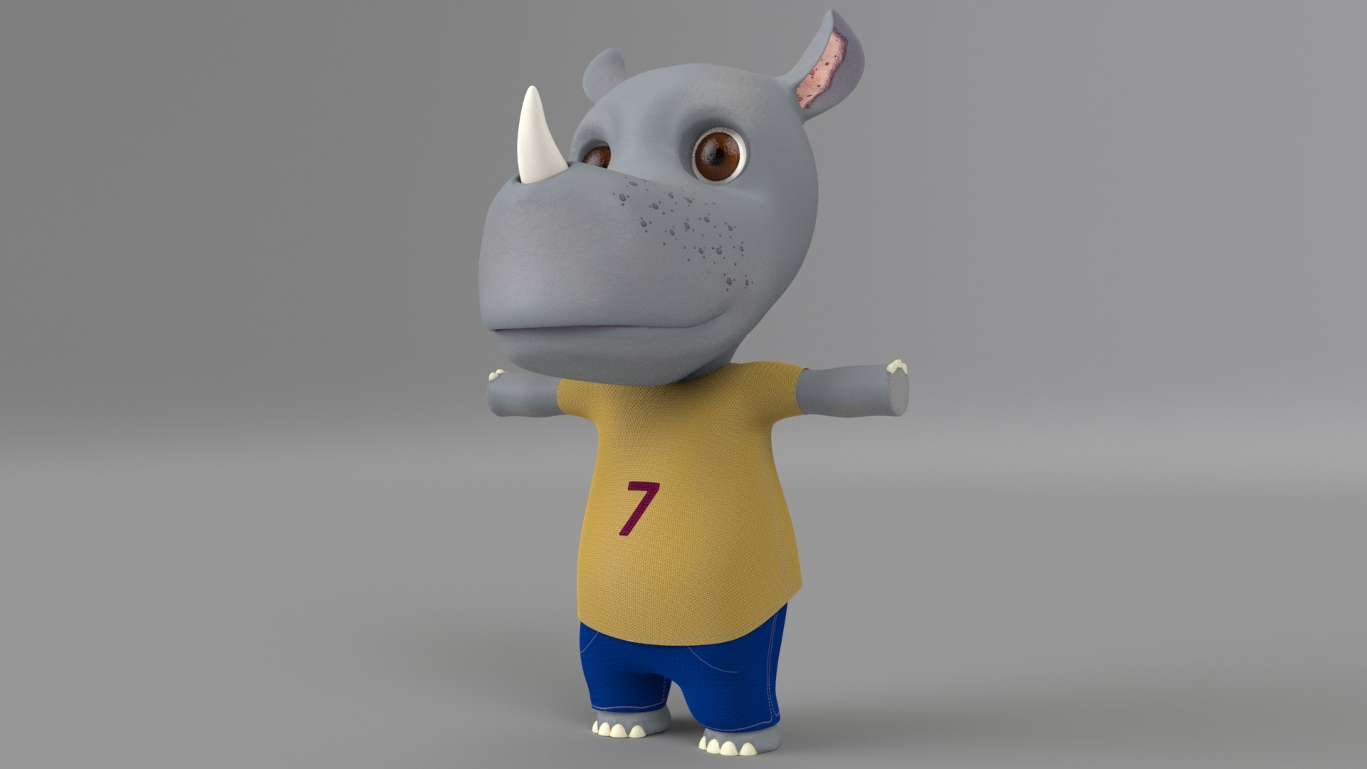 Character cartoon rhinoceros 3D model - TurboSquid 2125564