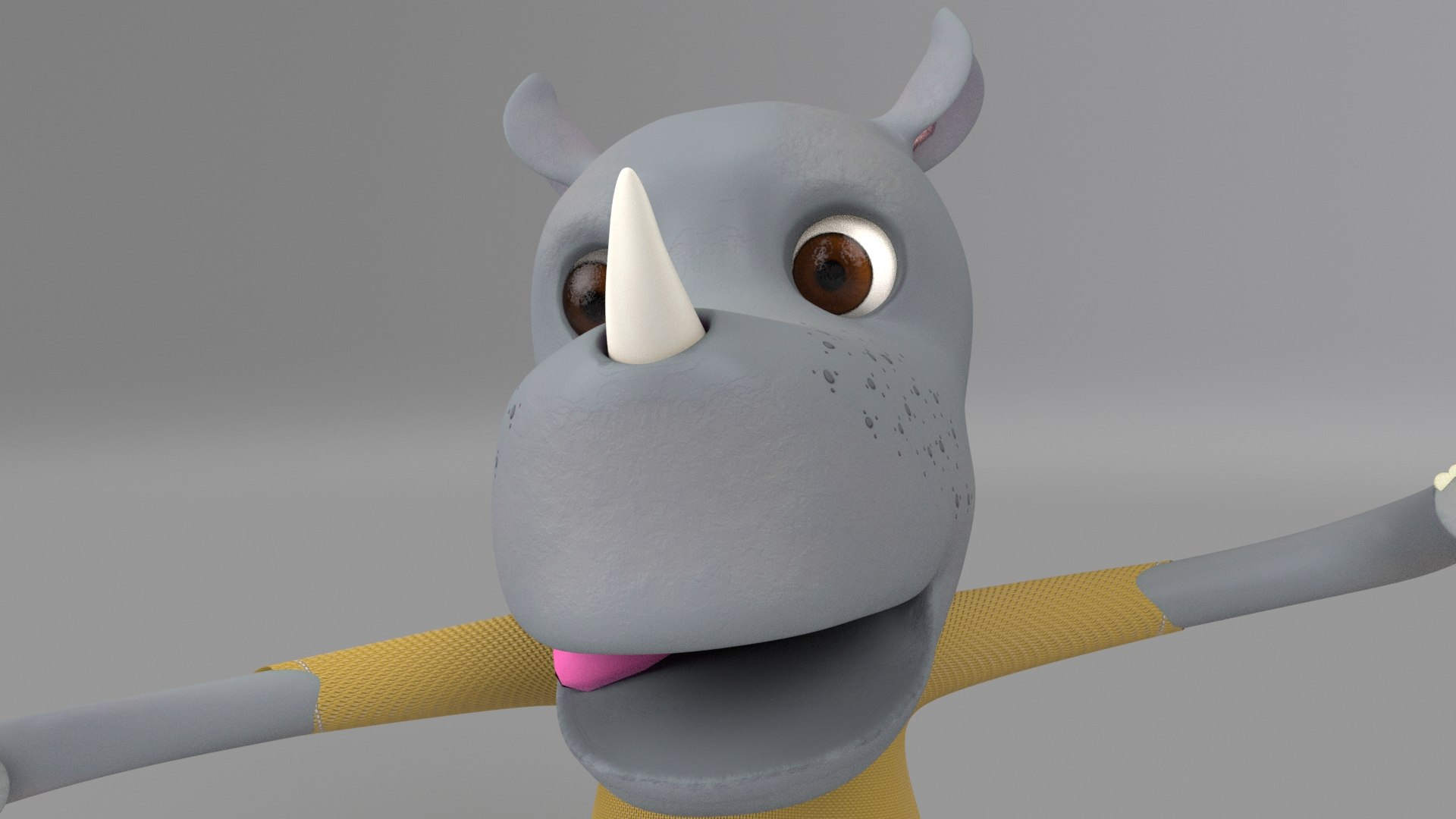 Character cartoon rhinoceros 3D model - TurboSquid 2125564