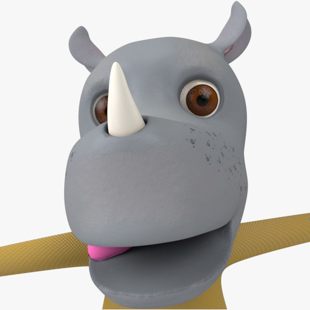 Character cartoon rhinoceros 3D model - TurboSquid 2125564