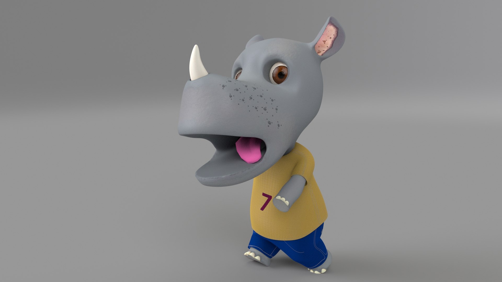 Character cartoon rhinoceros 3D model - TurboSquid 2125564