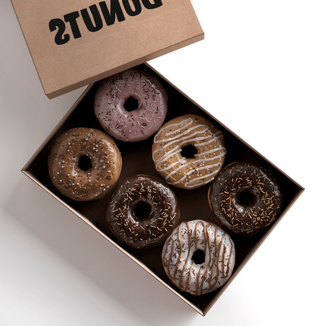 Donuts Box 3D - TurboSquid 1988375