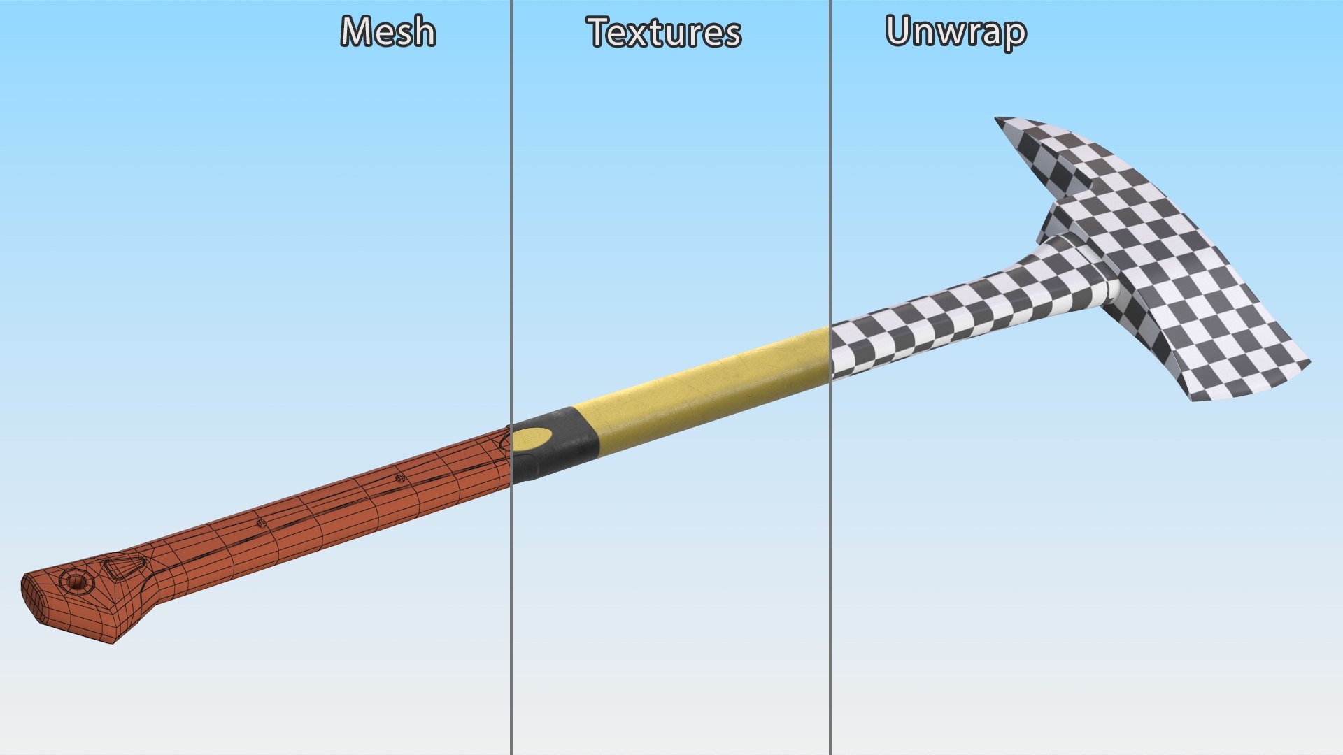 3D Pickhead Axe with Plastic Handle Shabby model - TurboSquid 2177429