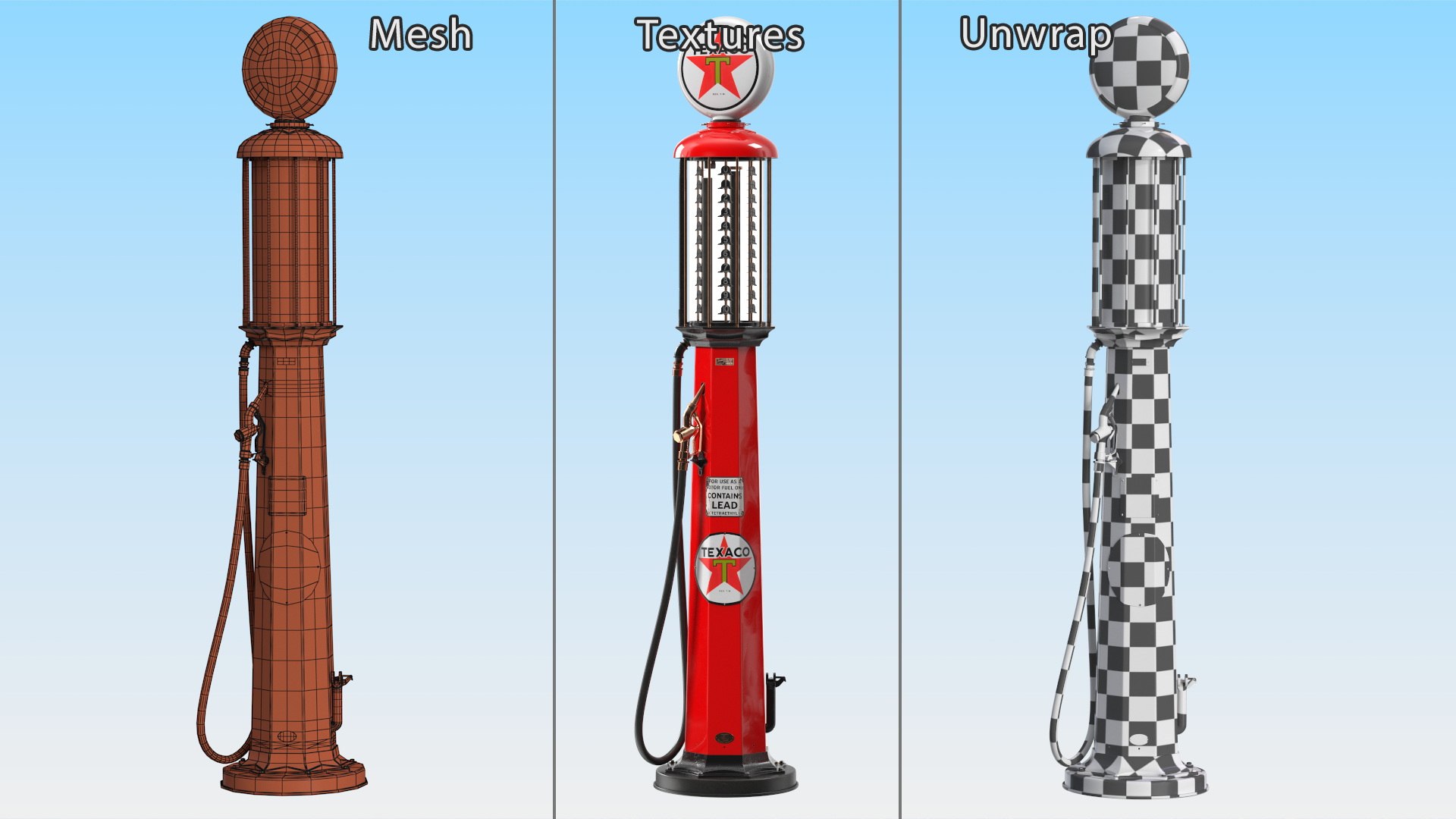 Vintage TEXACO Gas Station With Manual Fuel Pump 3D Model - TurboSquid ...