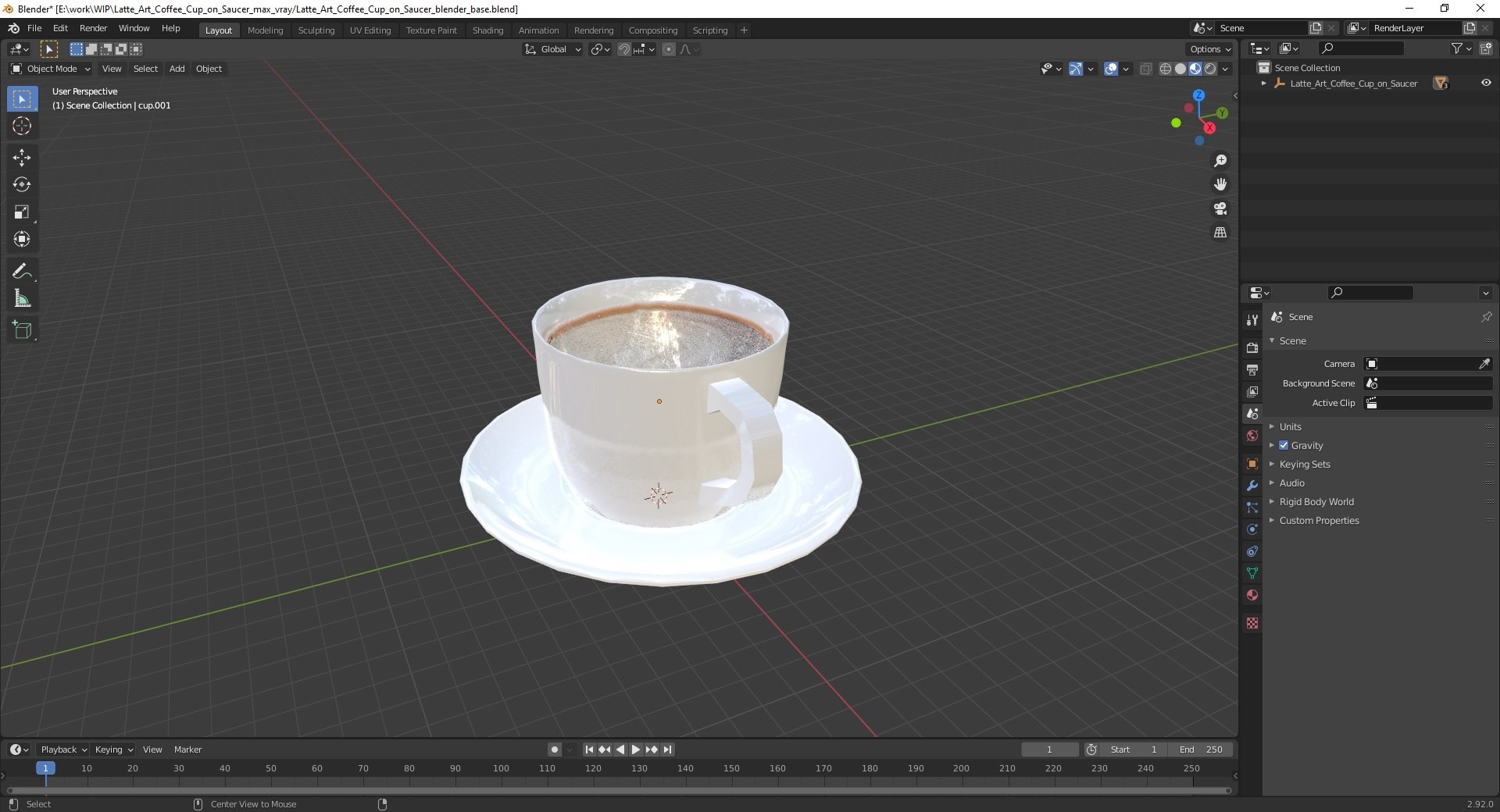 3D Latte Art Coffee Cup On Saucer - TurboSquid 2279301