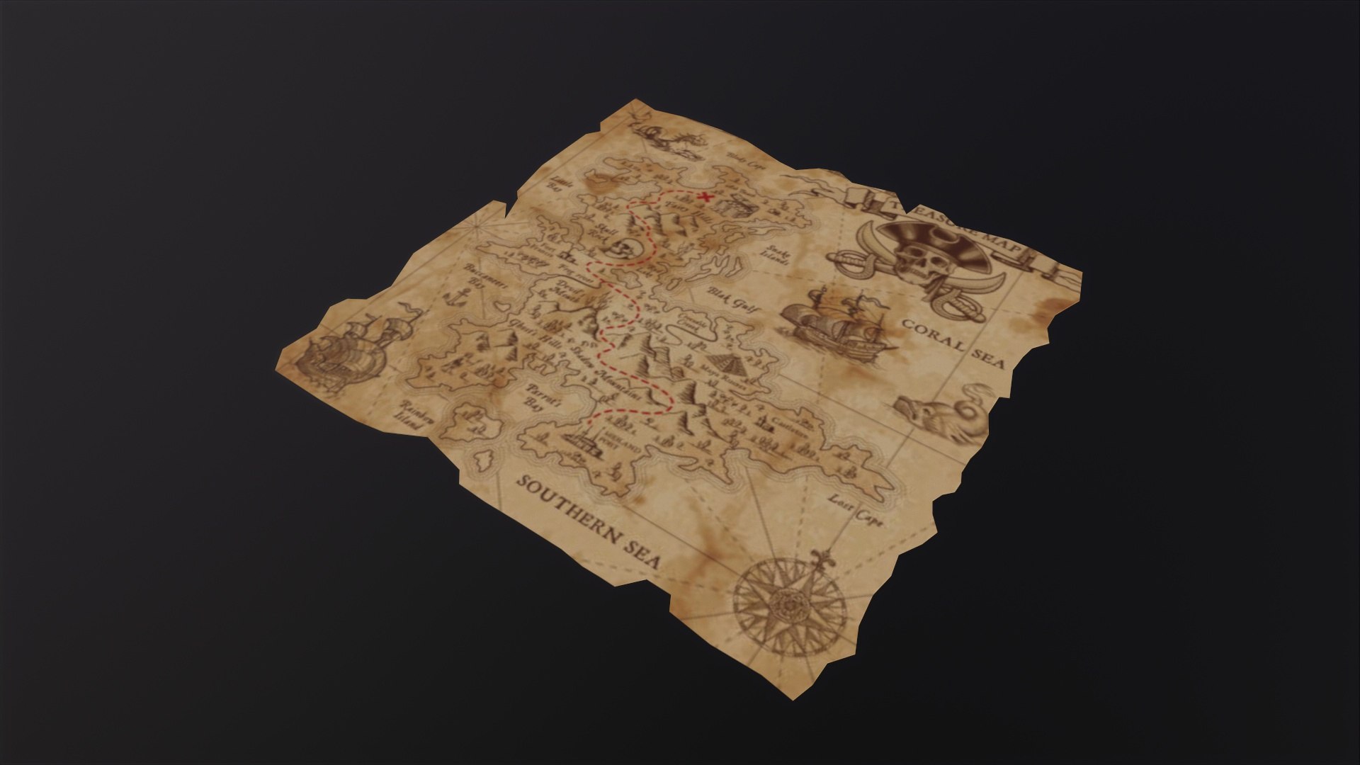 3D Folding Treasure Map - TurboSquid 2115767
