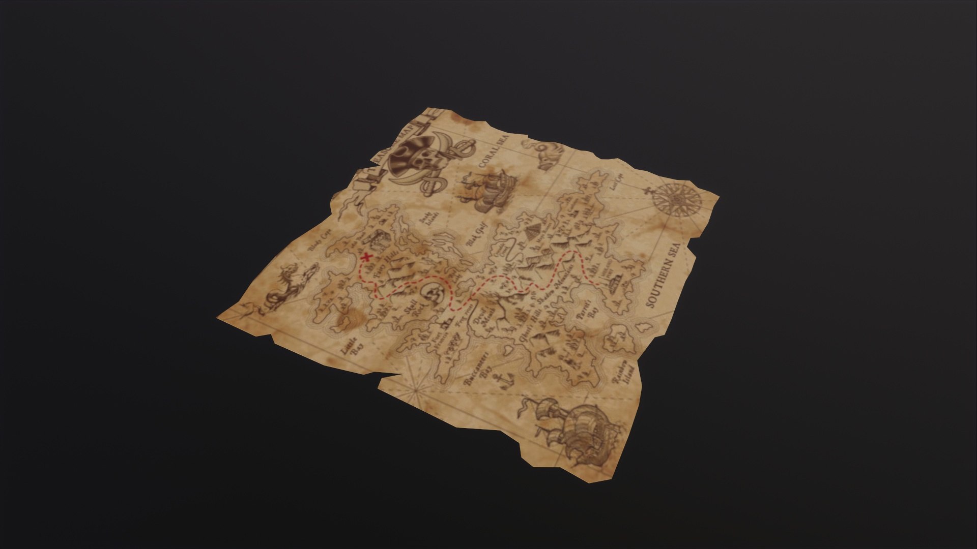 3D Folding Treasure Map - TurboSquid 2115767