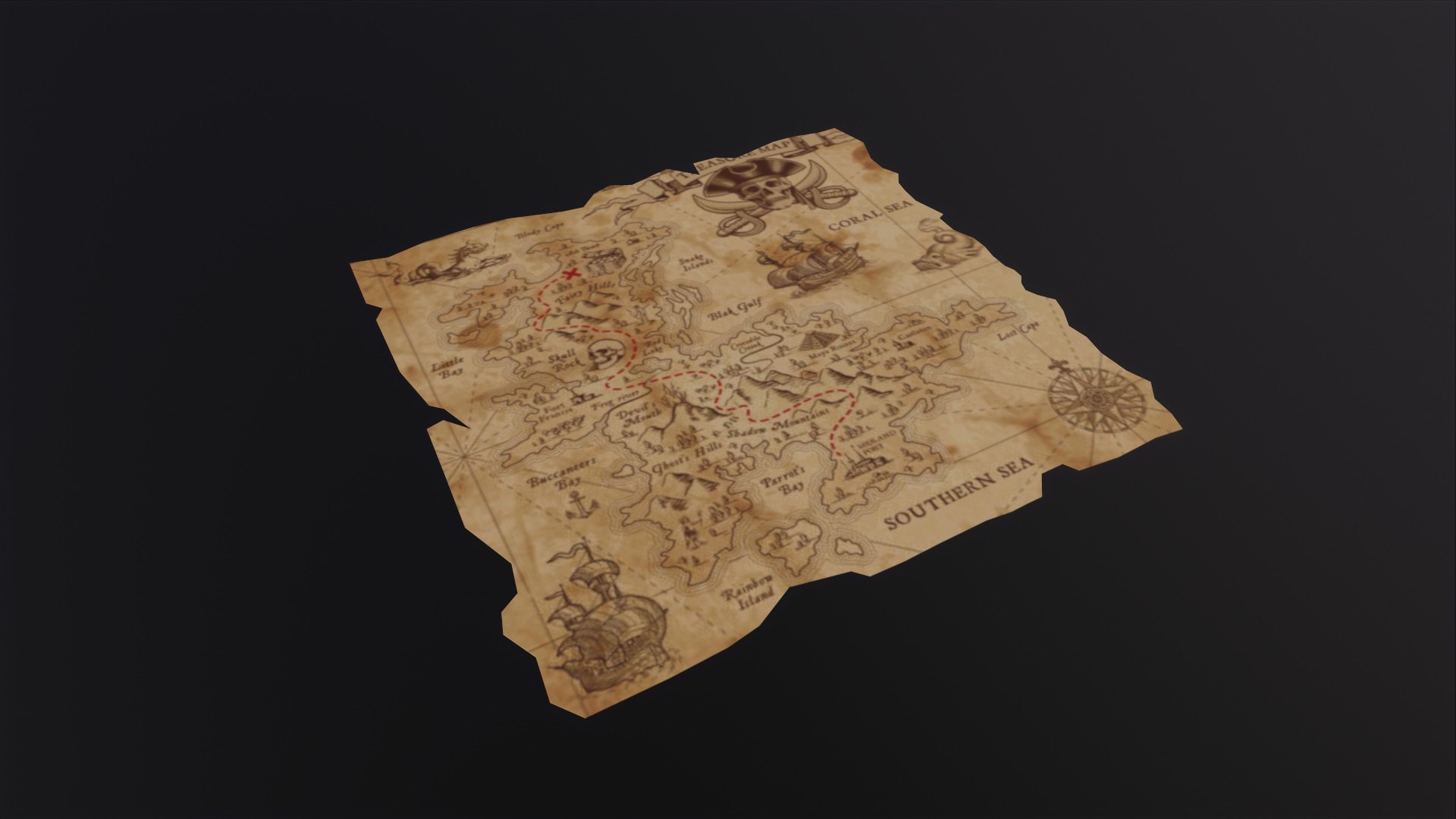 3D Folding Treasure Map - TurboSquid 2115767