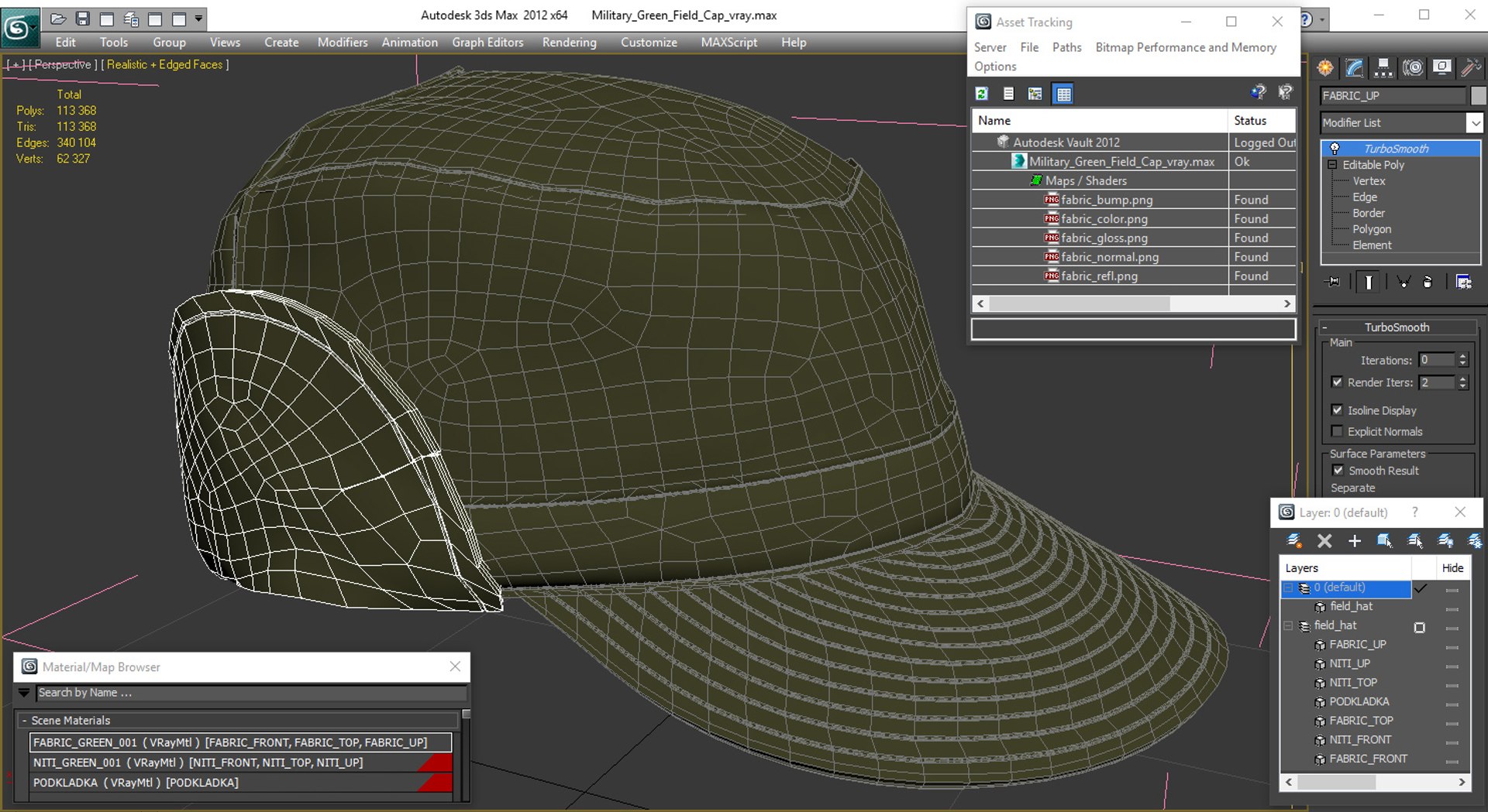 3D Military Green Field Cap - TurboSquid 1380959