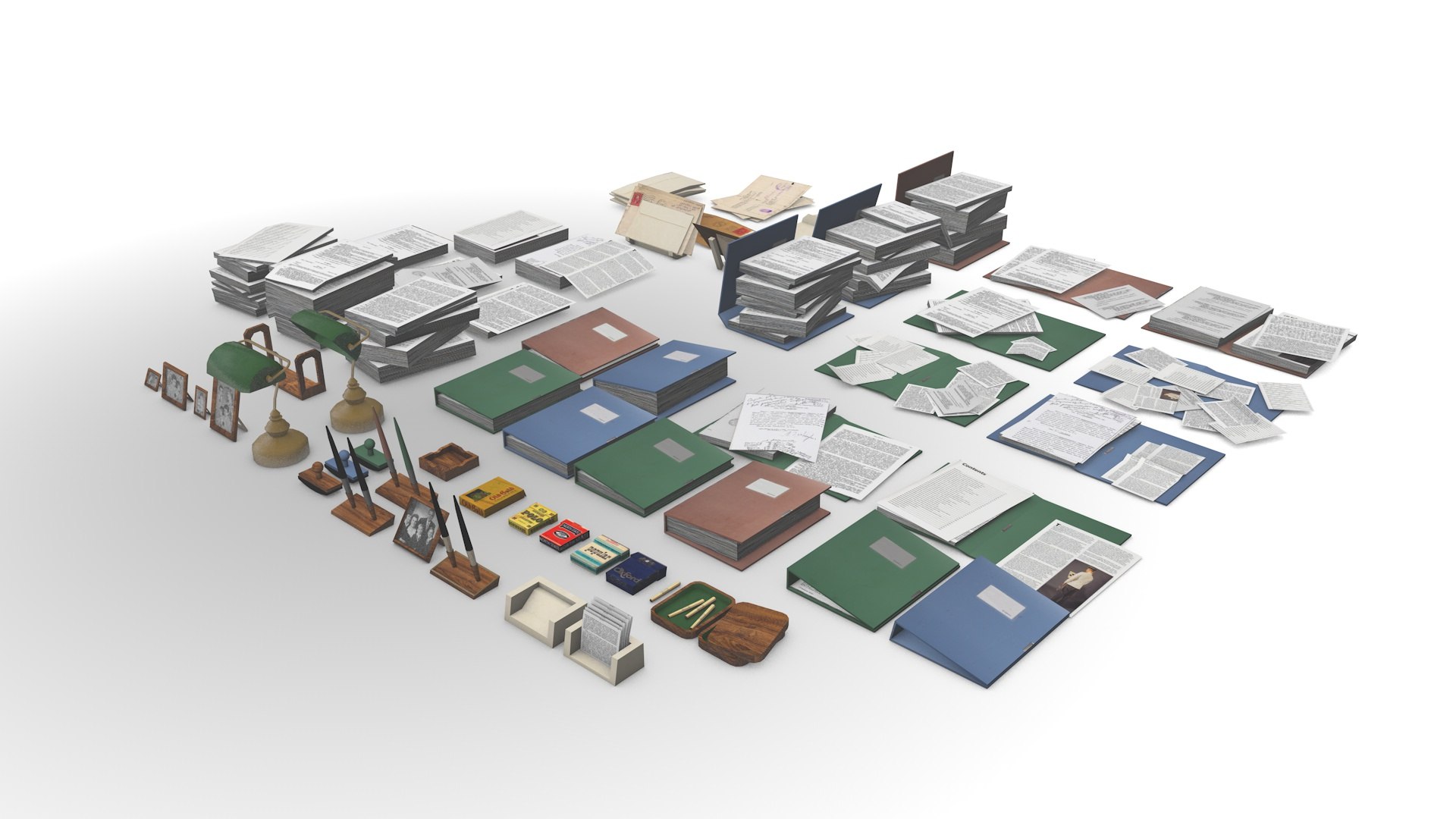 3D Model Desk Items Game Ready Low Poly - TurboSquid 2156169