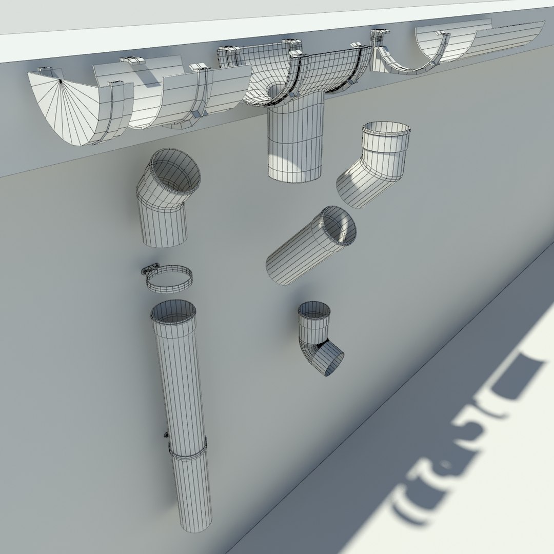 Gutters Rain Water 3d Model