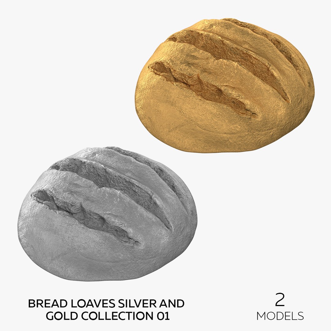 3D Model Bread Loaves Silver And Gold Collection 01 - 2 Models ...