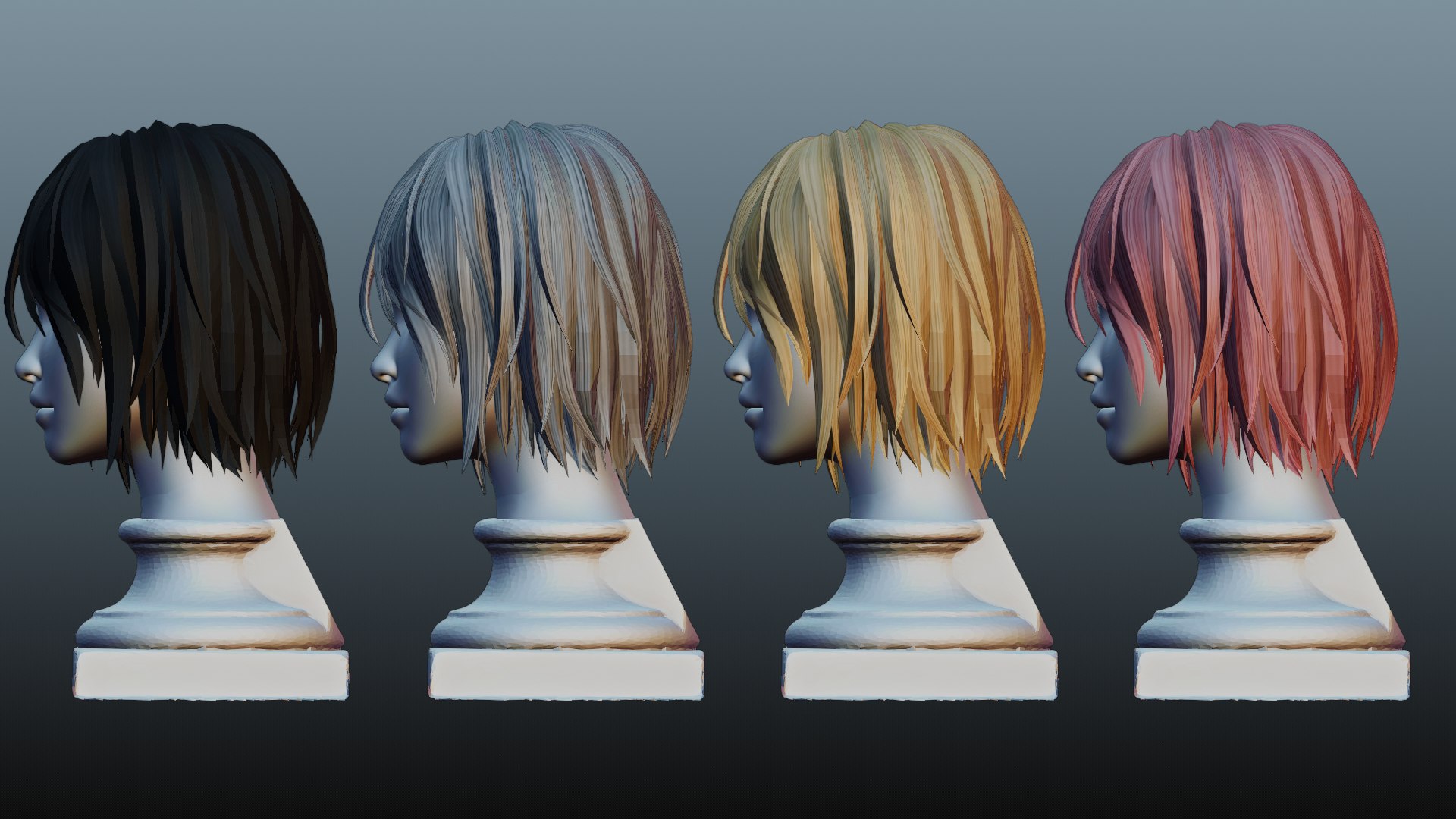 Women Short Hair Low Poly 4 Colors 3D Model - TurboSquid 2136617