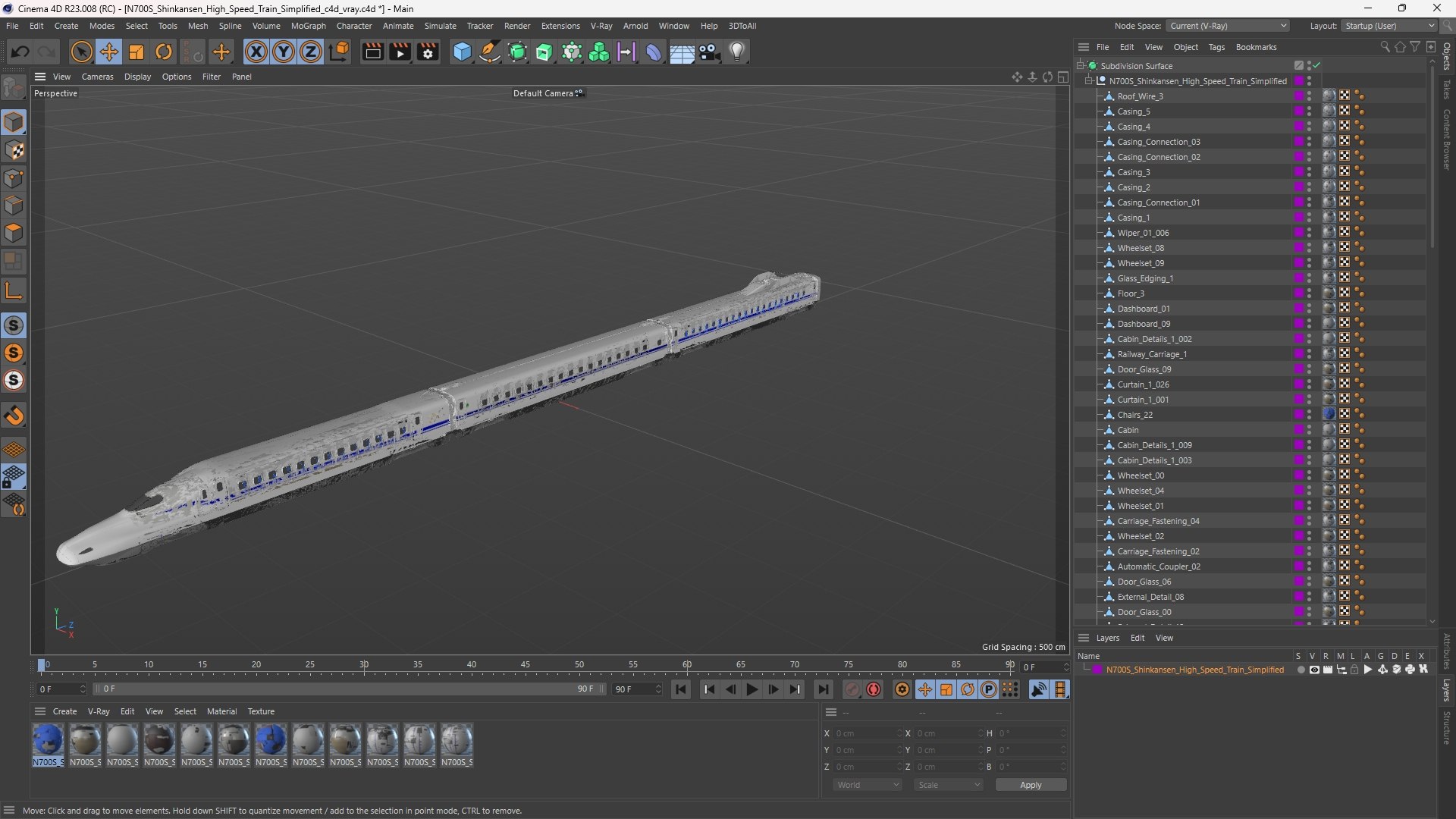 3D N700S Shinkansen High Speed Train Simplified - TurboSquid 2474111