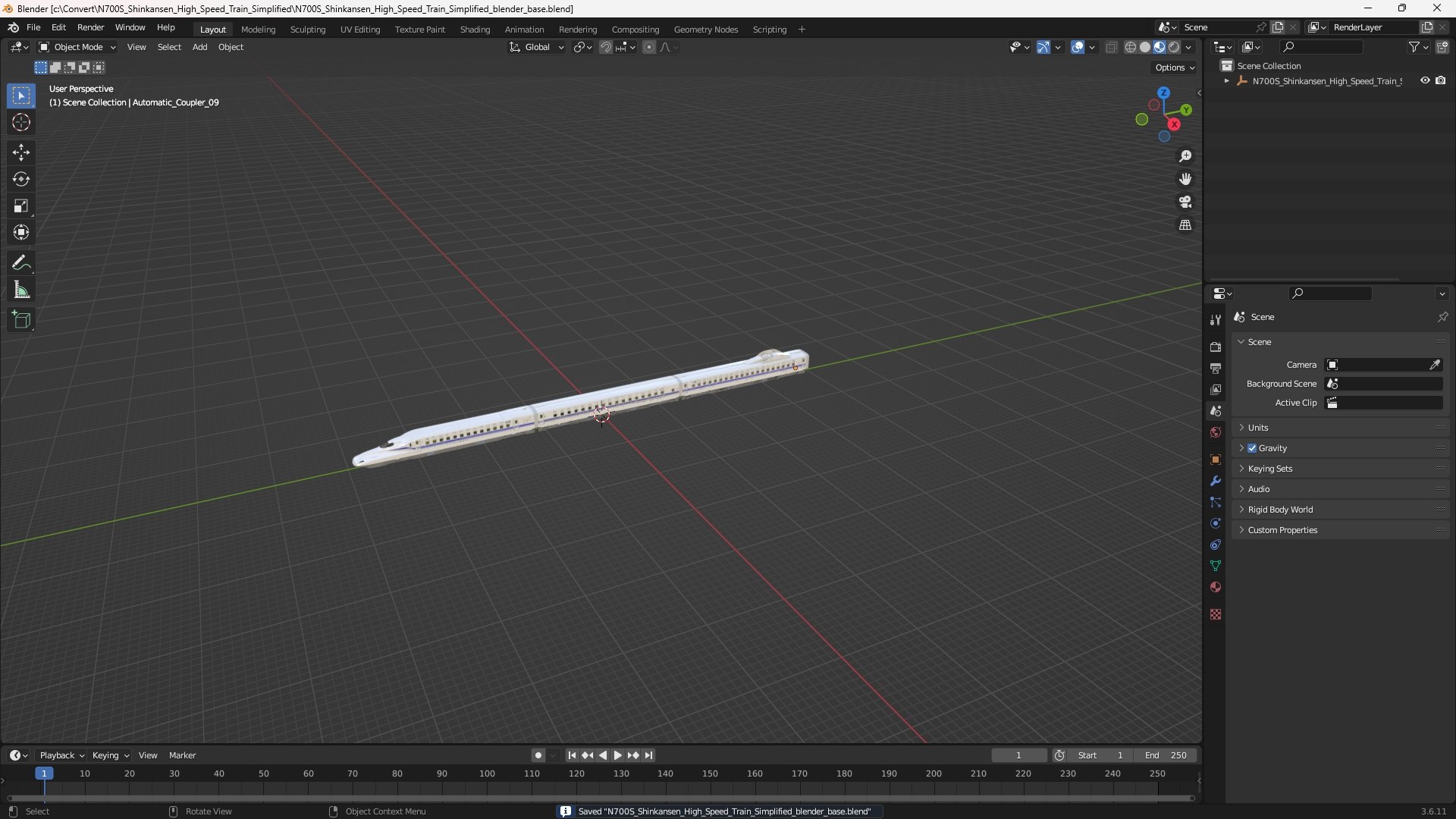 3D N700S Shinkansen High Speed Train Simplified - TurboSquid 2474111