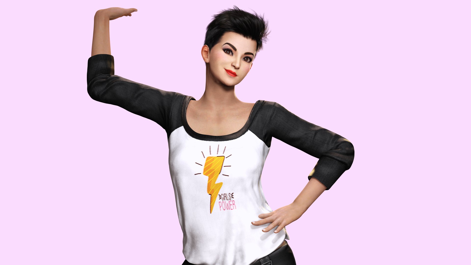 3D Pixie Casual Girl - Model with Full Rig and Facial Controls model ...