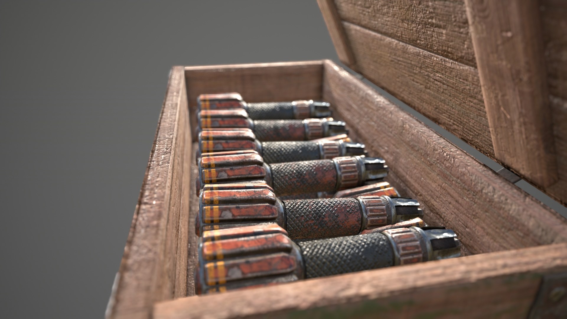 3D Sci-fi Post Apocalyptic Crate Of Grenades - TurboSquid 2174181