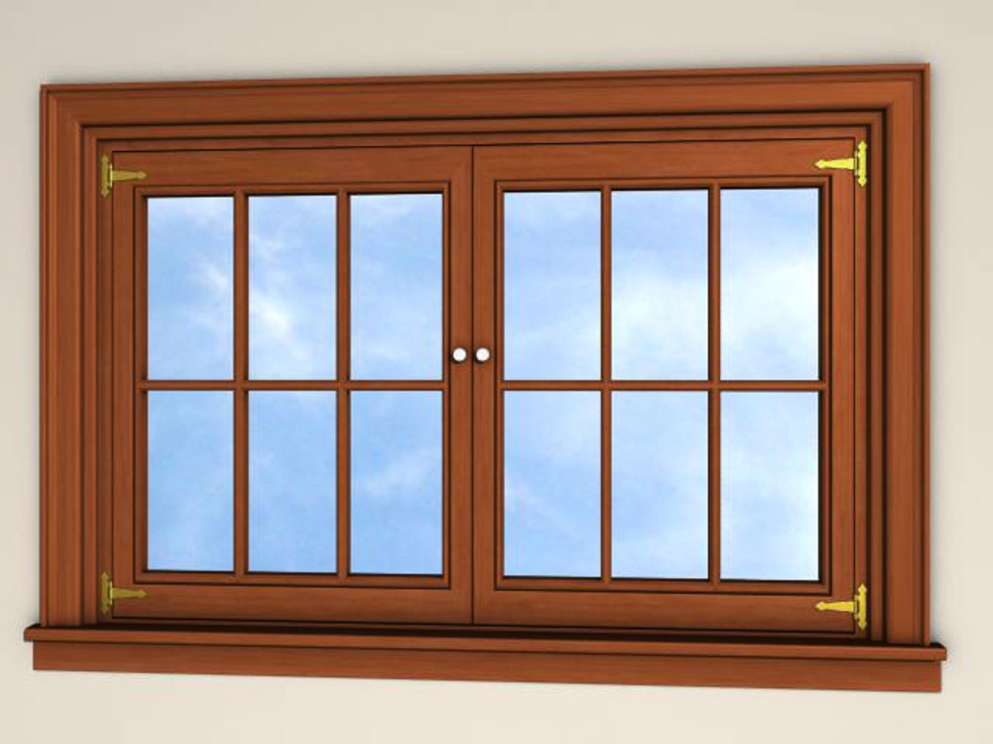 3d Double French Pane Windows Model