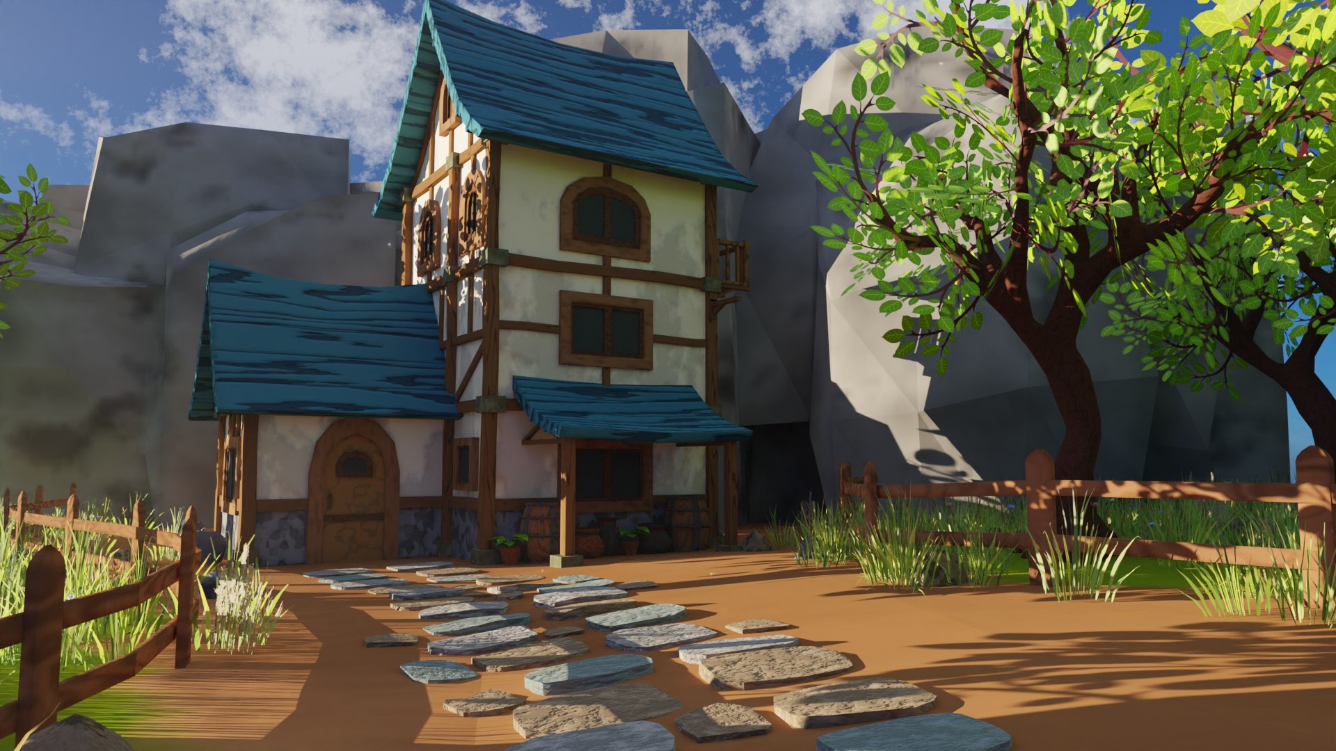 3D Model Low Poly Medieval House Scene Low-poly 3D Model - TurboSquid ...