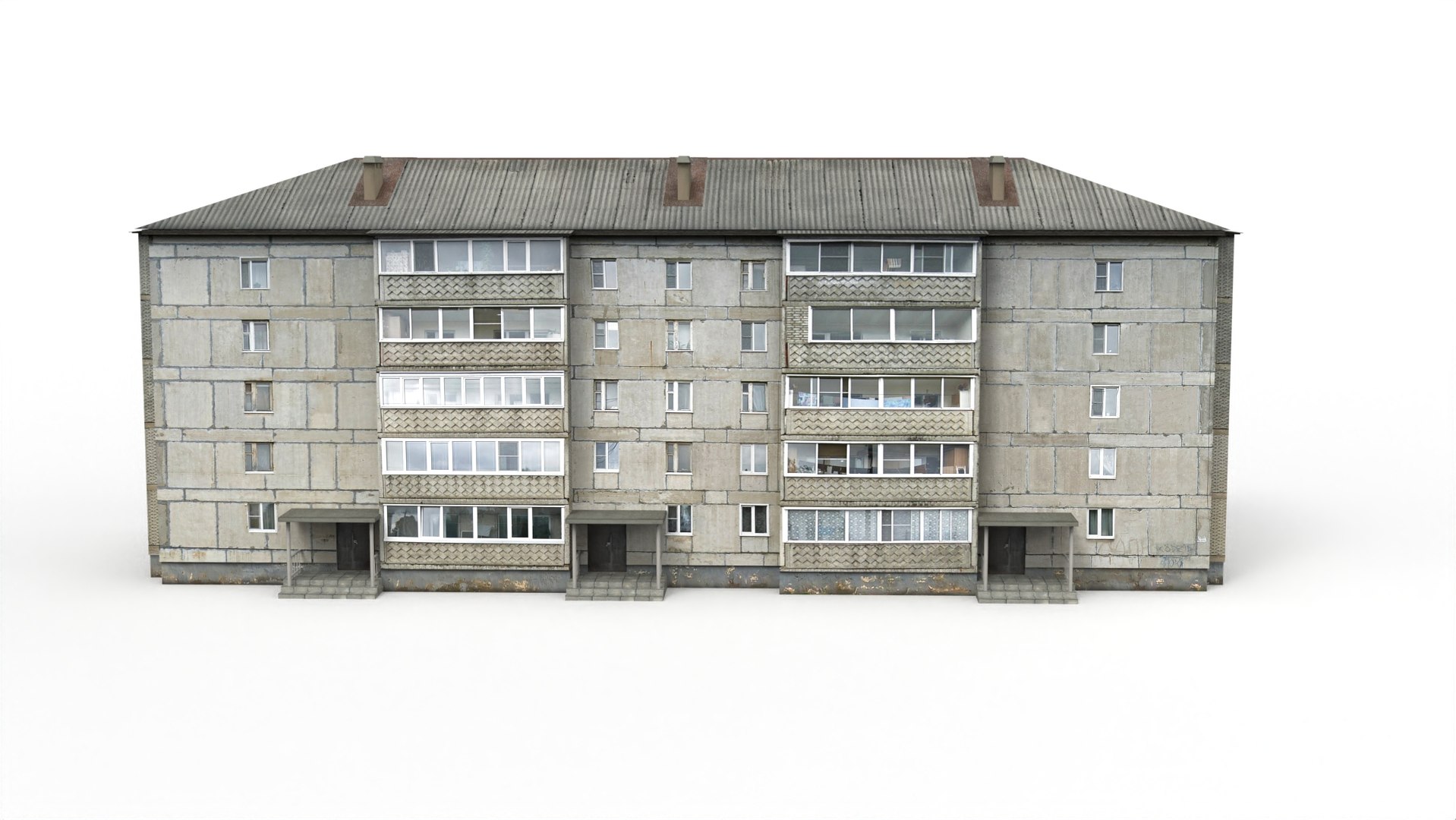 3D Five-storey Residential Building Model - TurboSquid 2021425