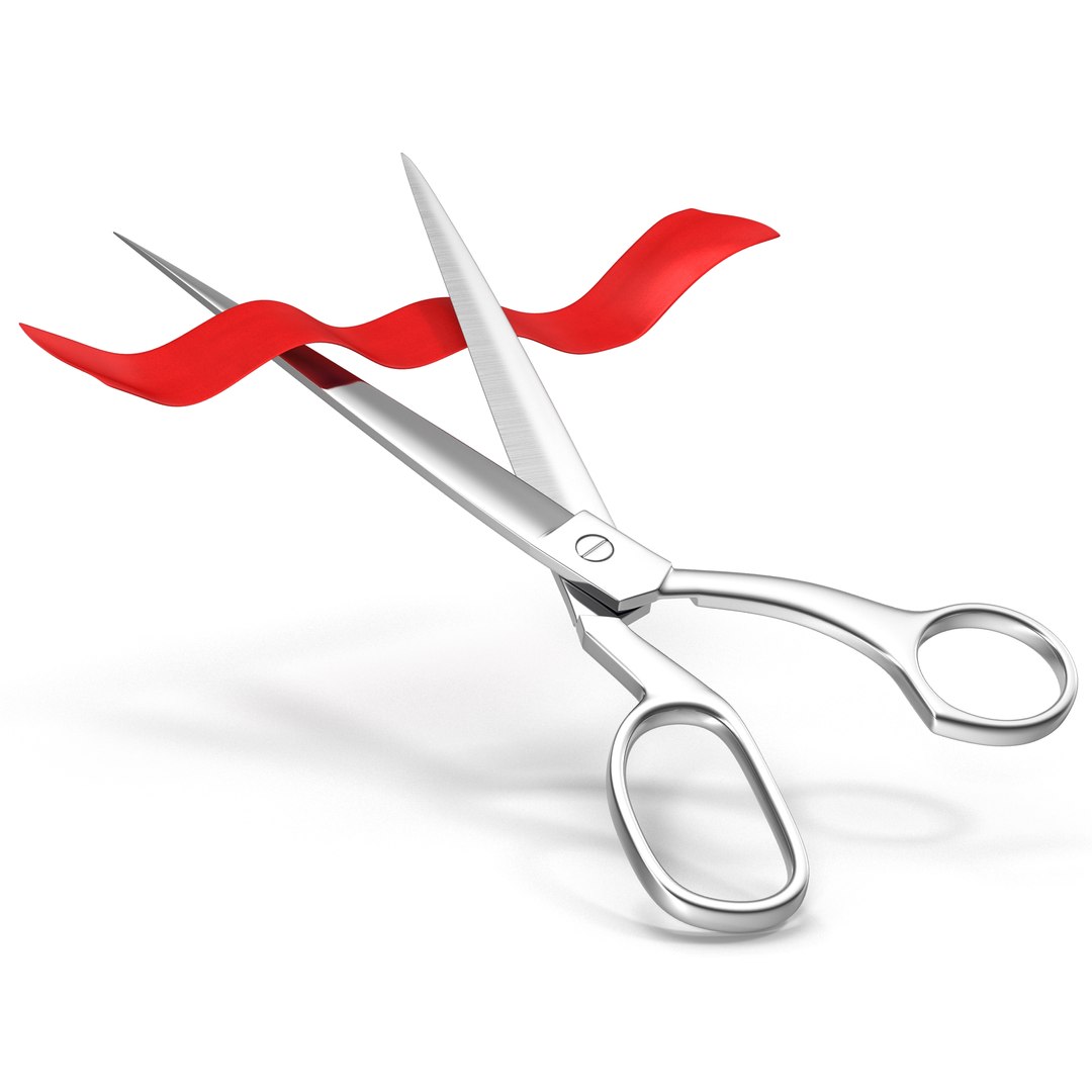 3ds scissors cutting red tape