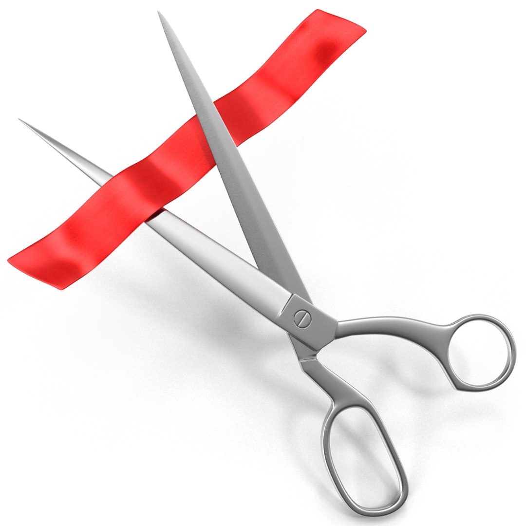 3ds scissors cutting red tape