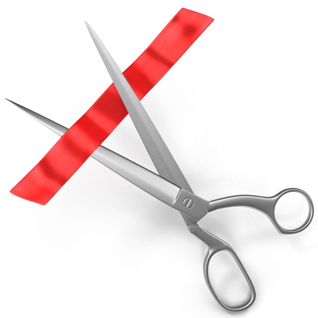 3ds scissors cutting red tape
