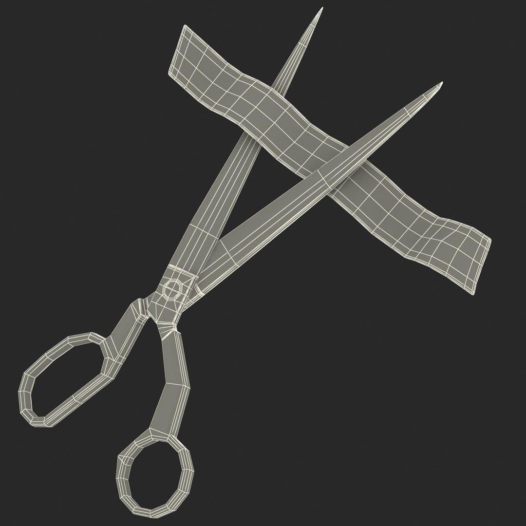 3ds scissors cutting red tape