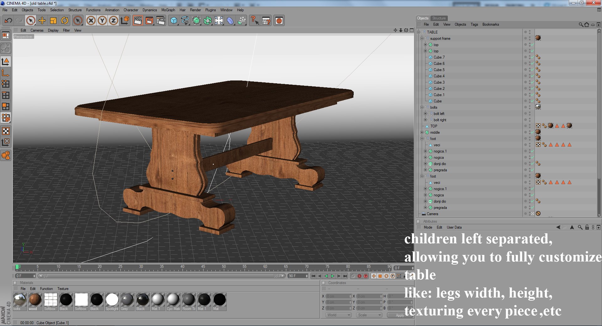 Oak Table 3d Model
