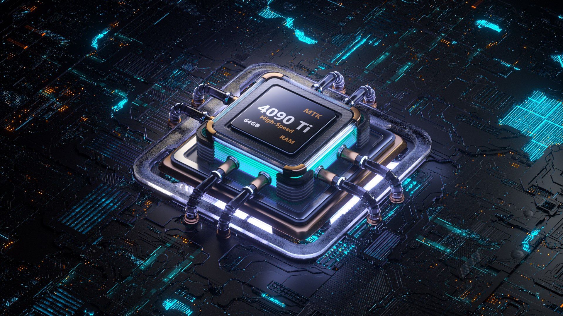 3D C4D Octane chip scene CPU chip structure transmit chip model ...