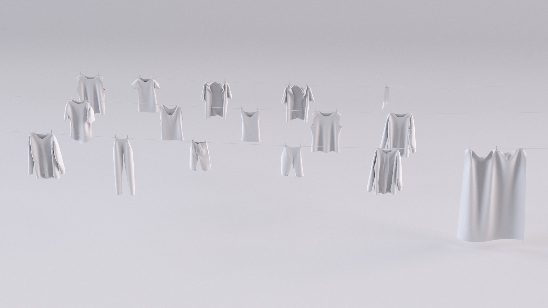 Line Clothing Hanging 3D - TurboSquid 1650596