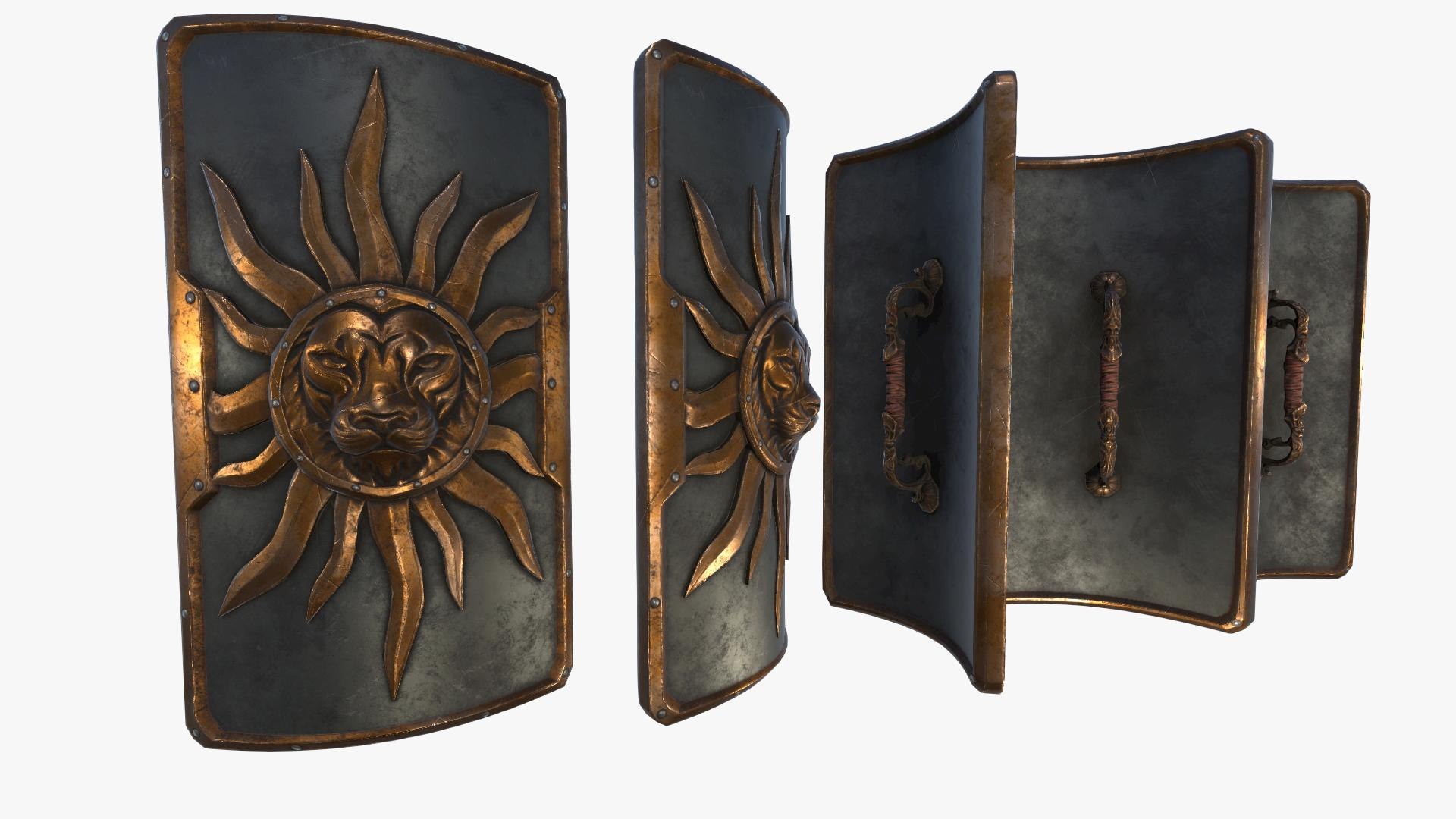 3D Fantasy Shield RPG Tower Targe Scutum Pelta Pavise Parma Roman ...