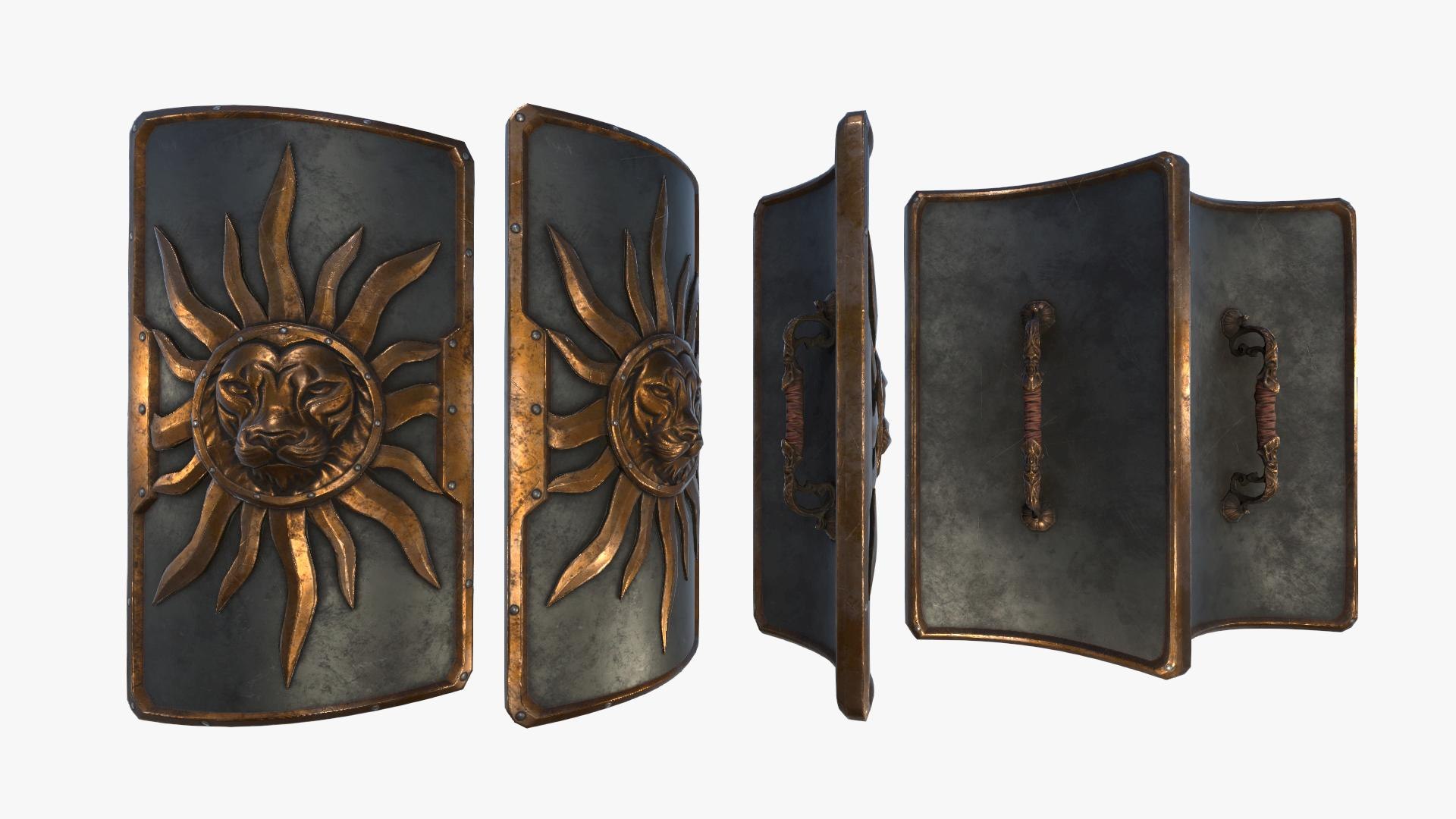 3D Fantasy Shield RPG Tower Targe Scutum Pelta Pavise Parma Roman ...