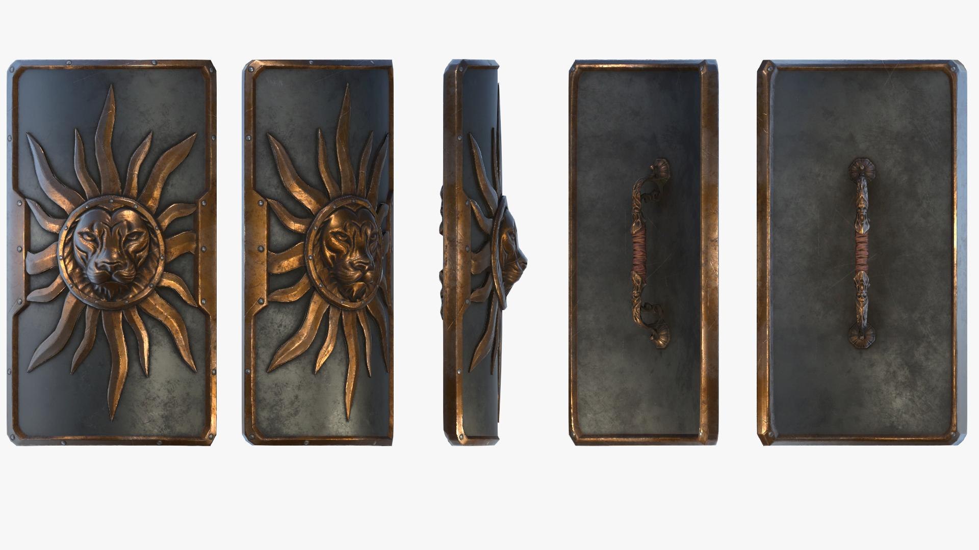 3D Fantasy Shield RPG Tower Targe Scutum Pelta Pavise Parma Roman ...