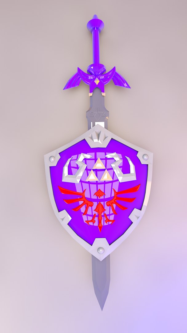 3d Model Zelda Master Sword Shield