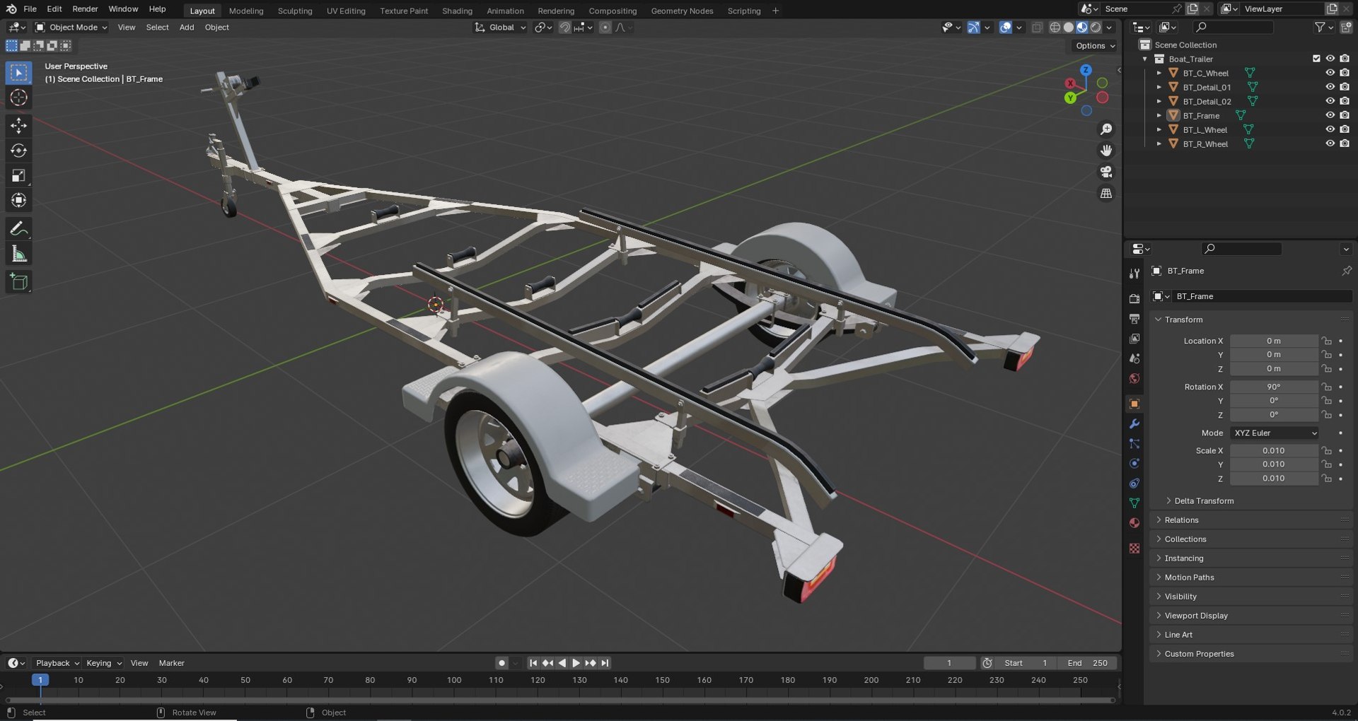 Boat Trailer 3D Model - TurboSquid 2209905