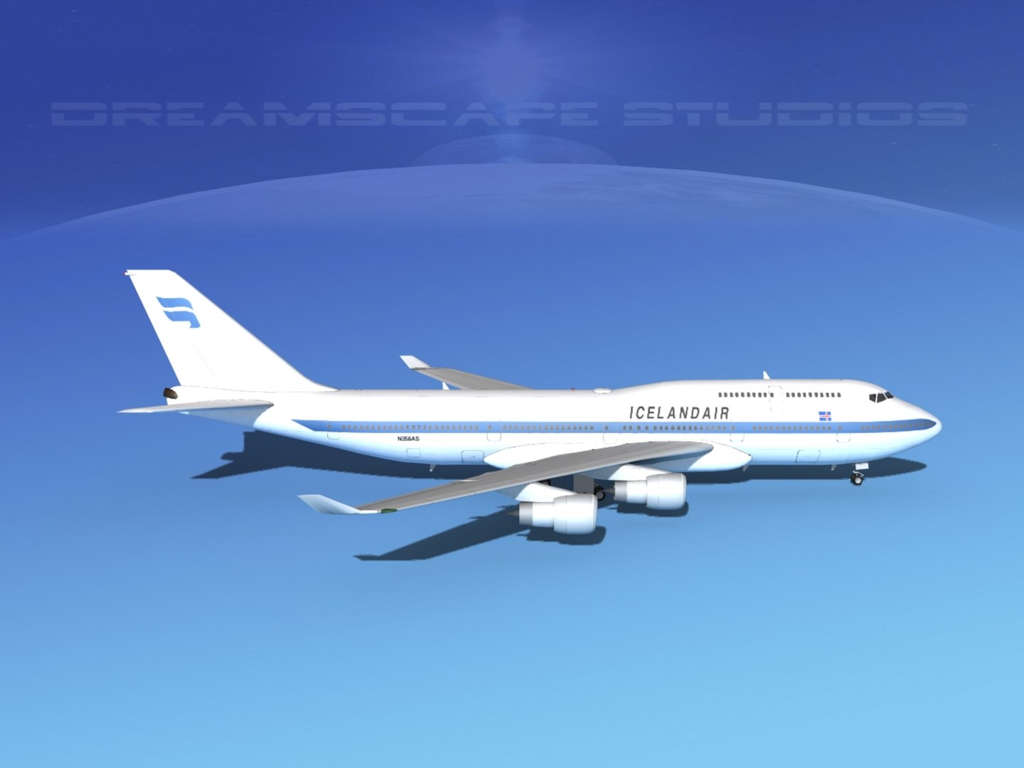 3d Airline Boeing 747-400 747 Aircraft Model