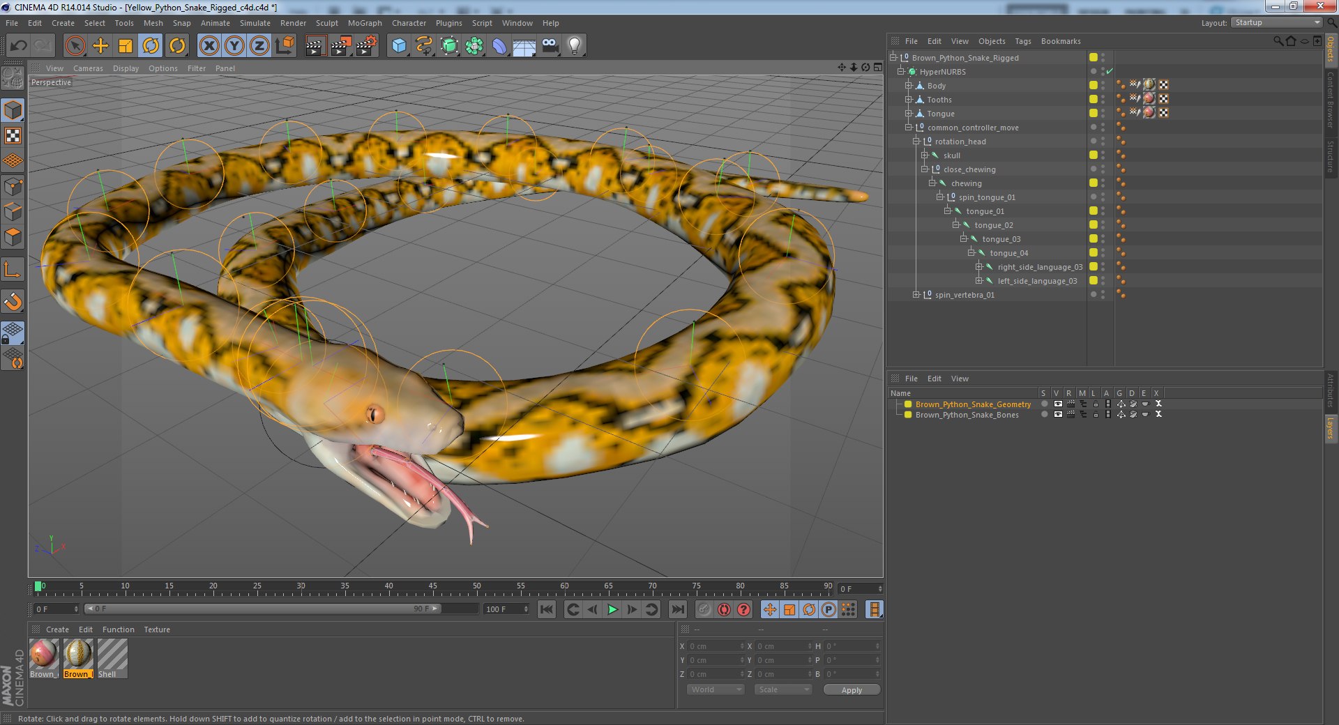 3D yellow python snake rigged model - TurboSquid 1436339