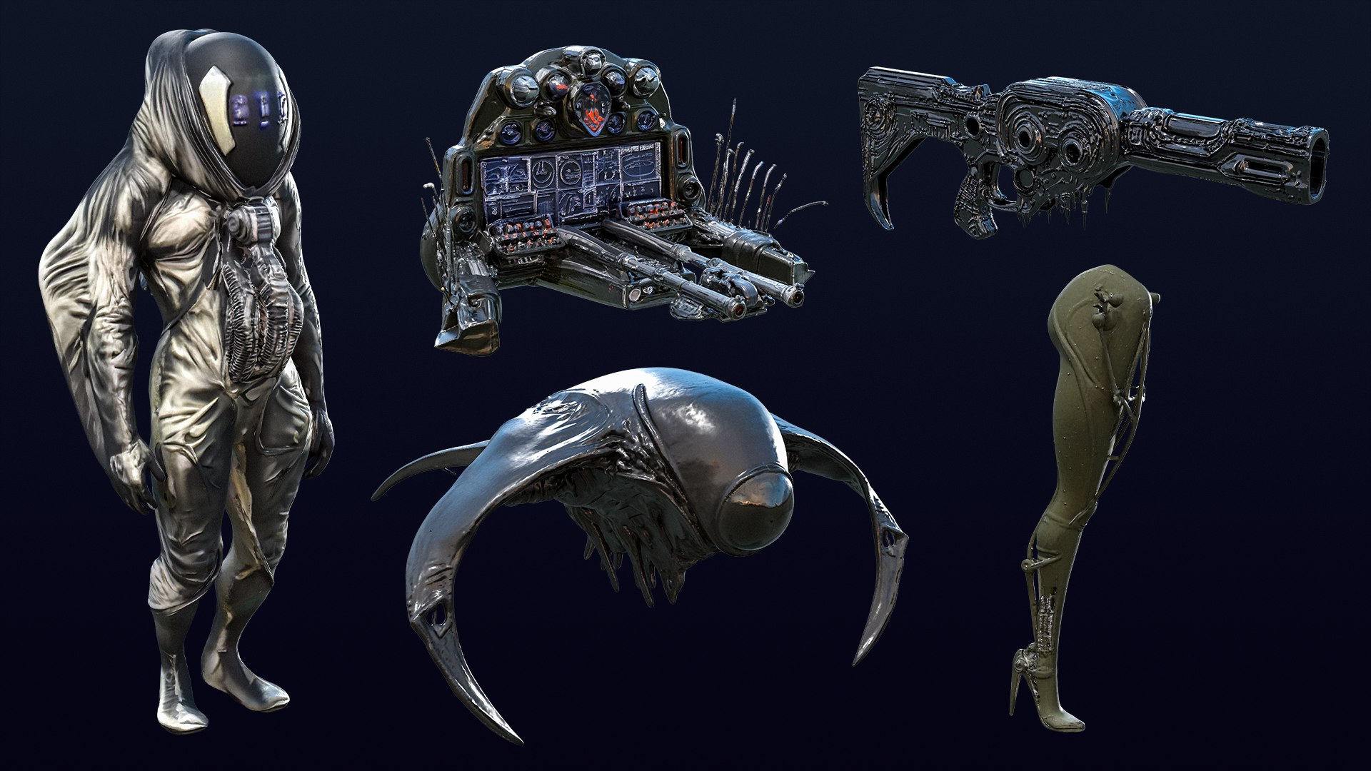 3D Bio-Mechanical Interface - Starter Pack Vol 01 Model - TurboSquid ...