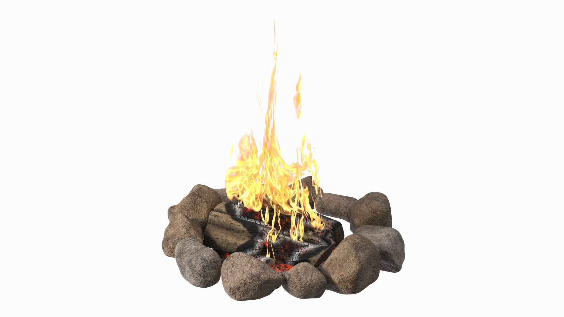3D Campfire With Stones Around - TurboSquid 2269751