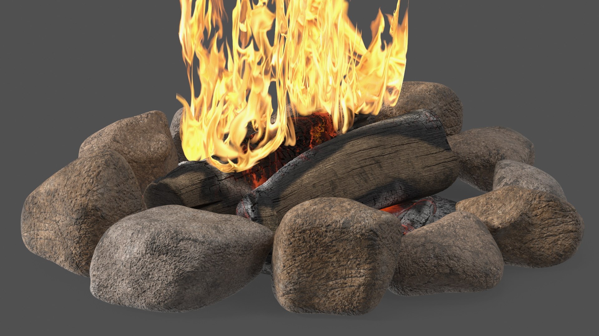 3D Campfire With Stones Around - TurboSquid 2269751