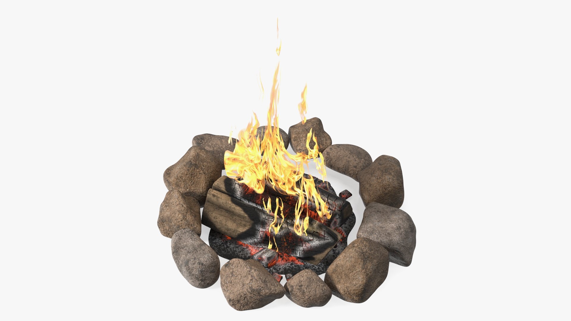 3D Campfire With Stones Around - TurboSquid 2269751