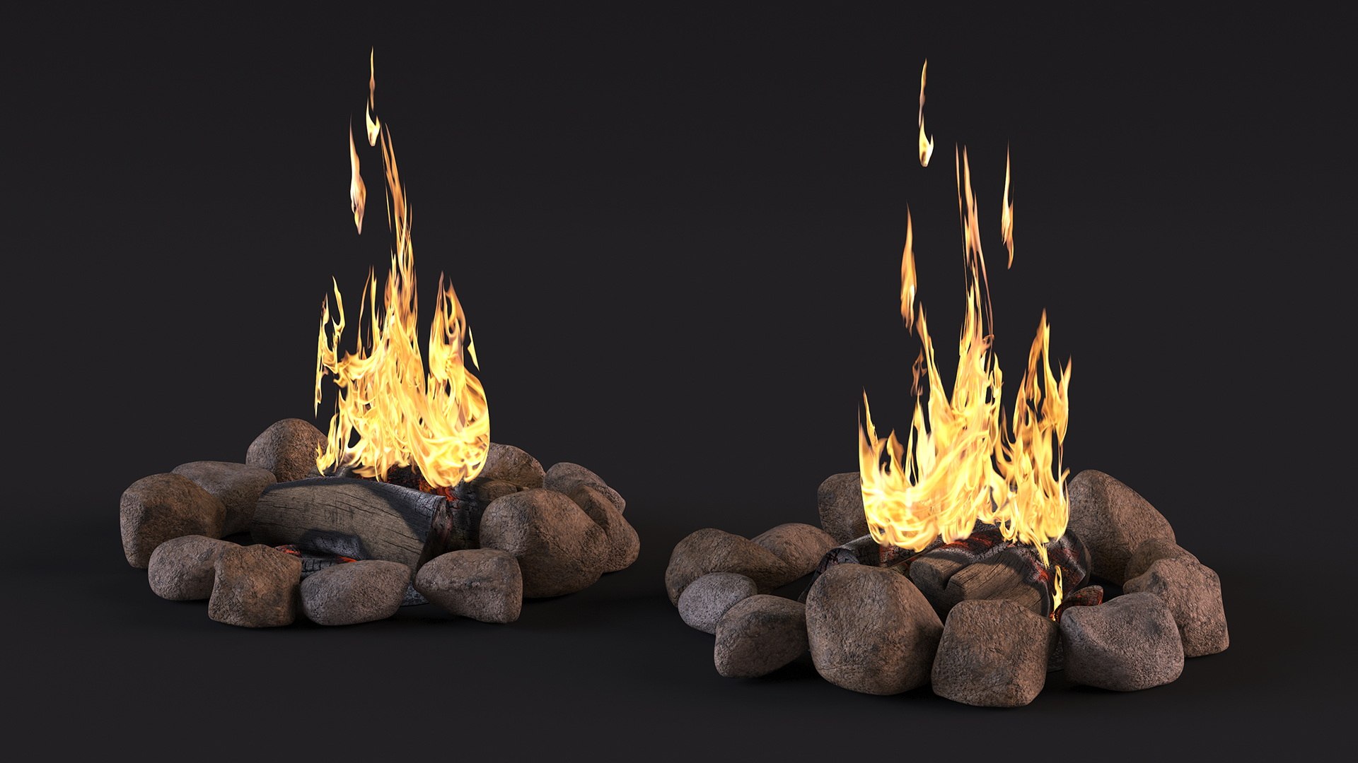 3D Campfire With Stones Around - TurboSquid 2269751