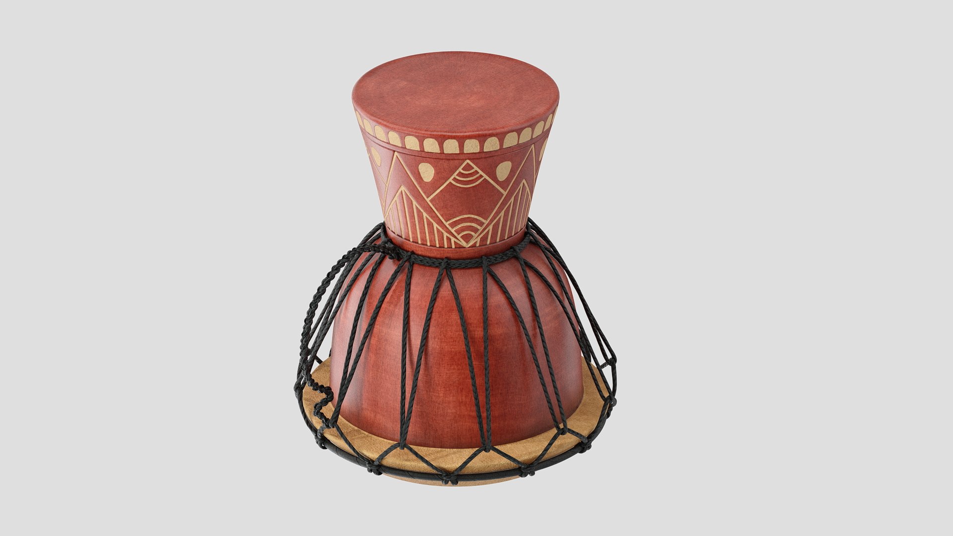 African Drum With Folk Motif Model - TurboSquid 2041004