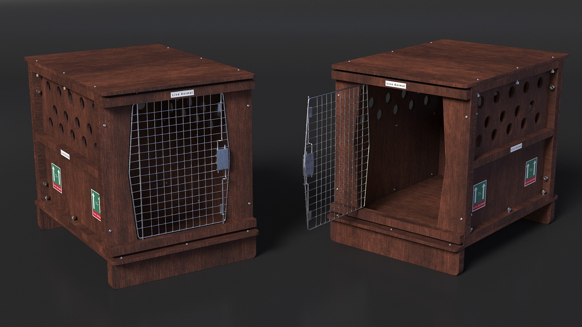 3D Animal Crate Travel Dark Wood - TurboSquid 2155443
