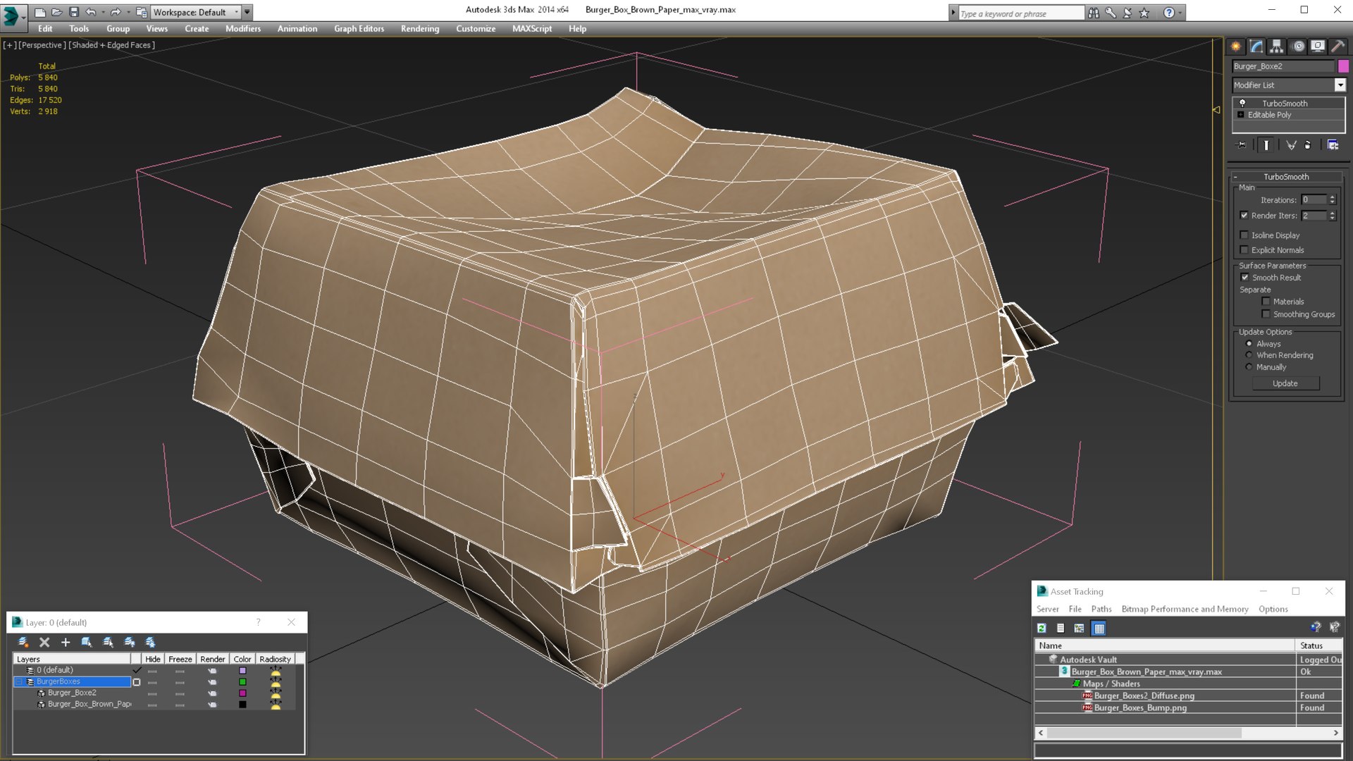 3D model Burger Box Brown Paper - TurboSquid 1855186
